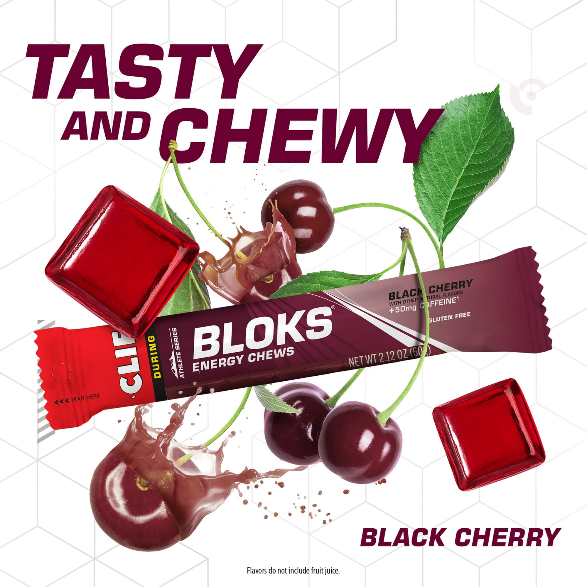 CLIF BLOKS Black Cherry Flavor with Caffeine Plant Based Energy Chews ...