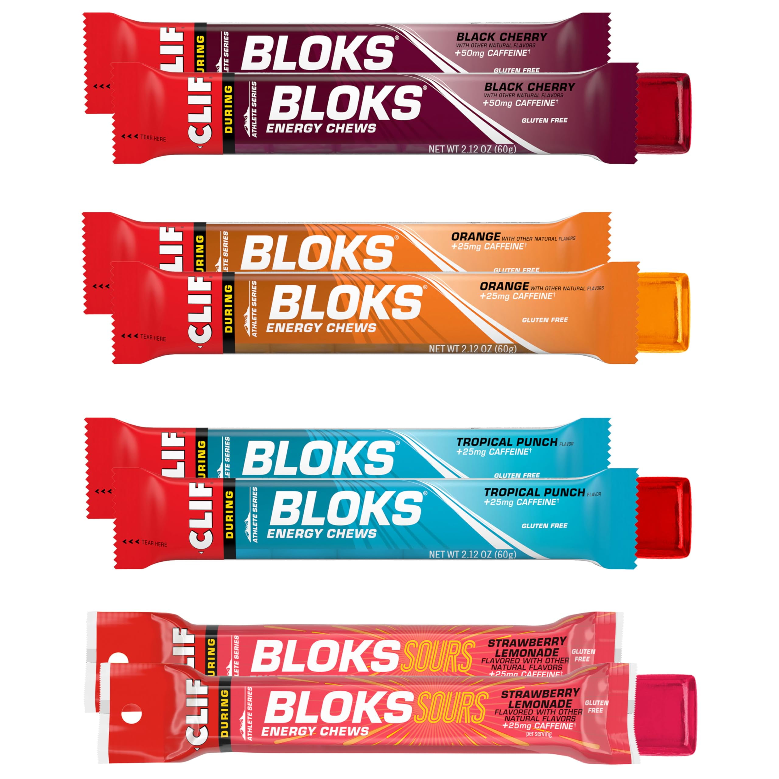 CLIF BLOKS - Energy KEF16 Chews with Caffeine - Variety Pack - Non-GMO ...