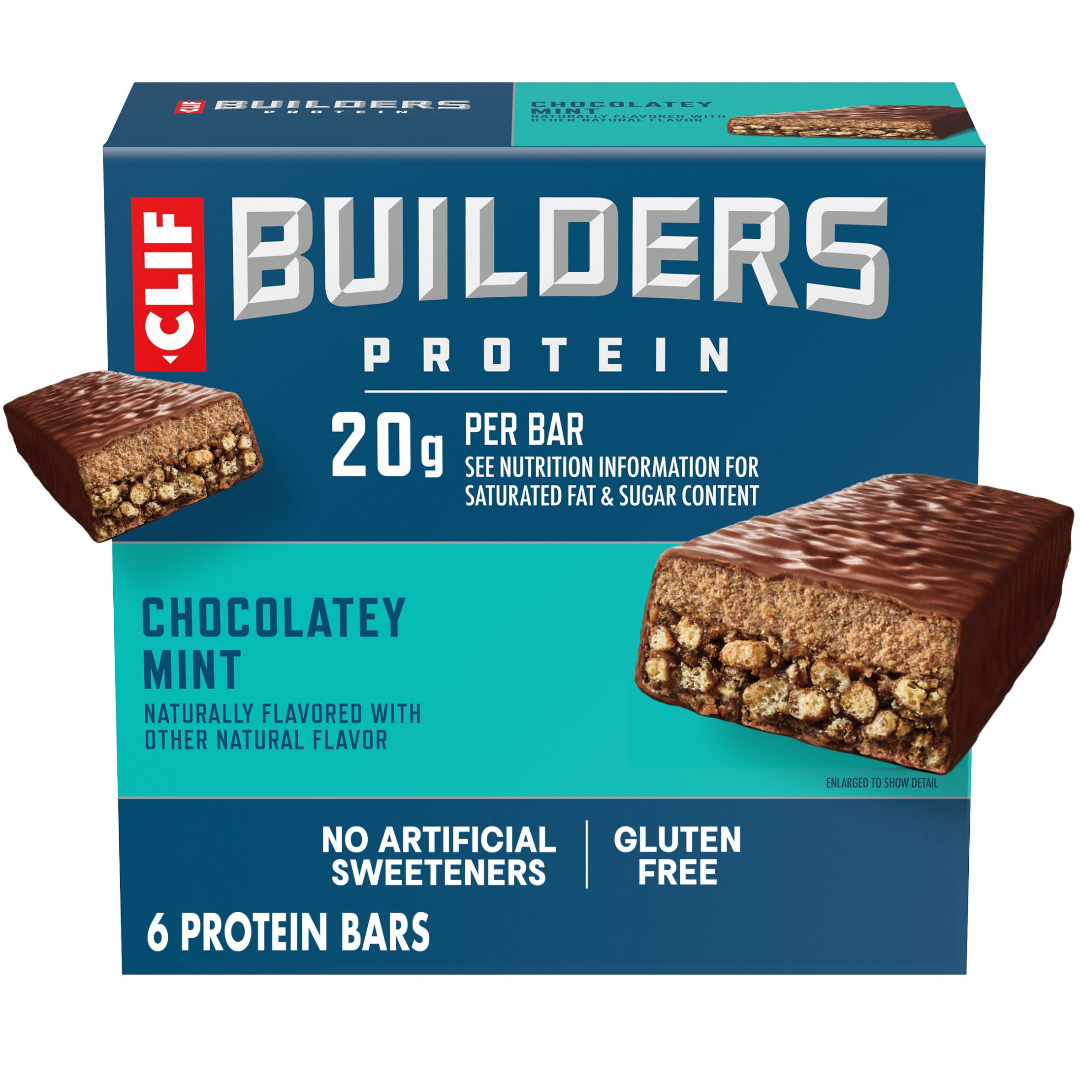 CLIF BUILDERS Protein Bars Chocolate Mint Flavor, Plant Protein, Gluten ...