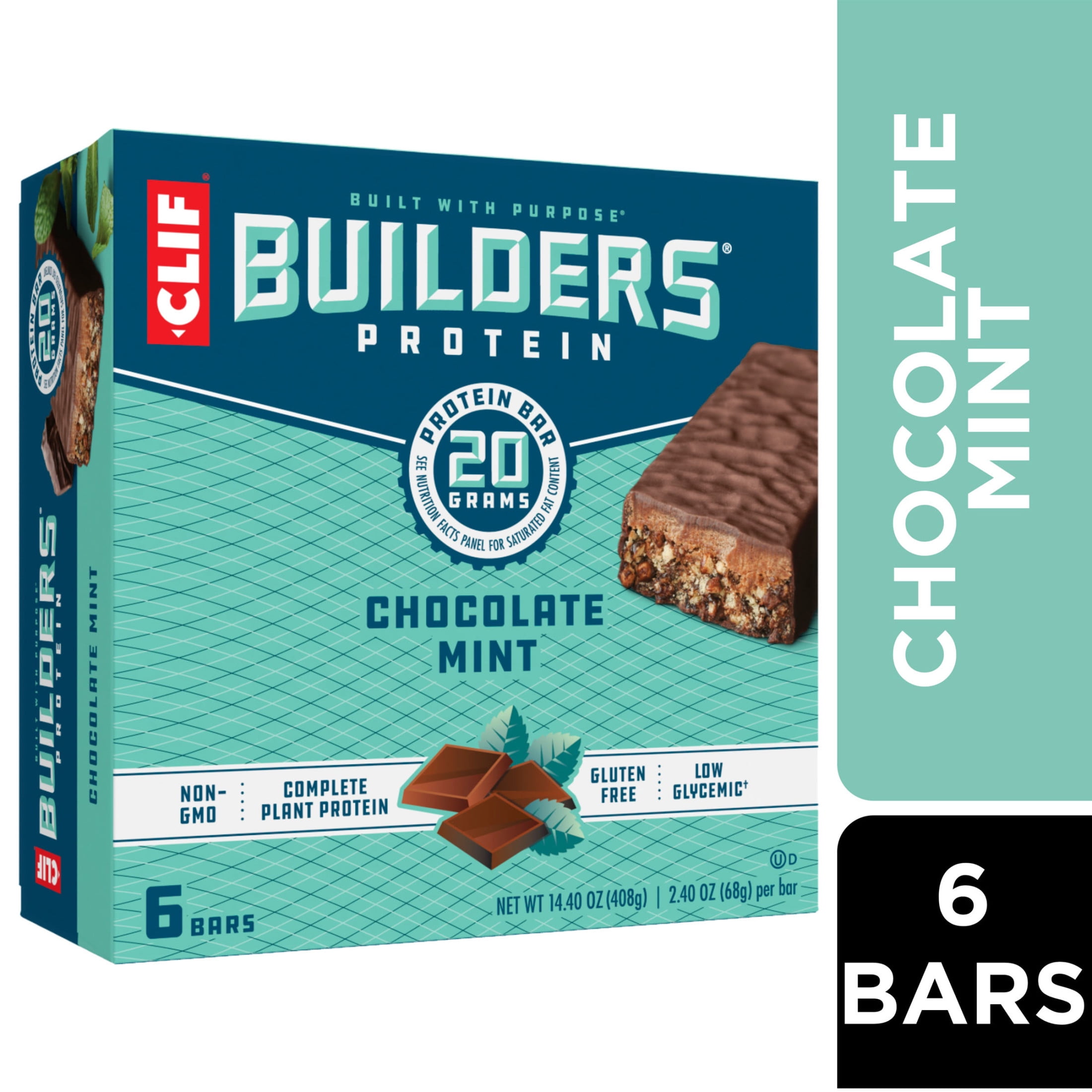 CLIF Builders - Chocolate Mint Flavor - Plant Based Protein Bars ...