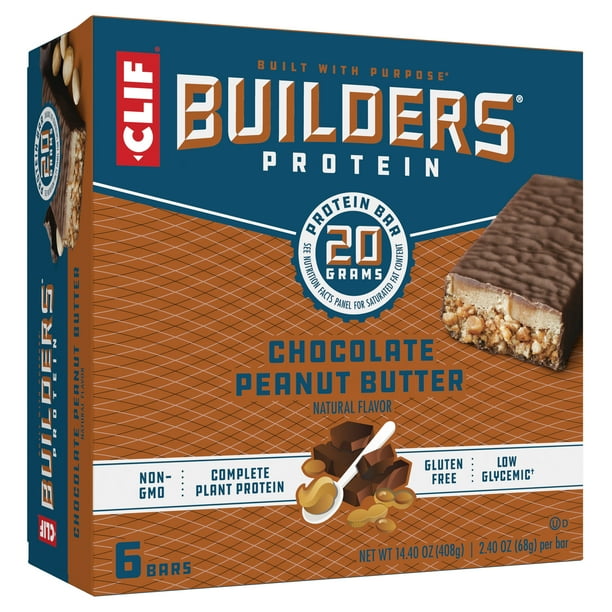 CLIF Builders - Chocolate Peanut Butter - Protein Bars - 2.4 oz. (6 ...