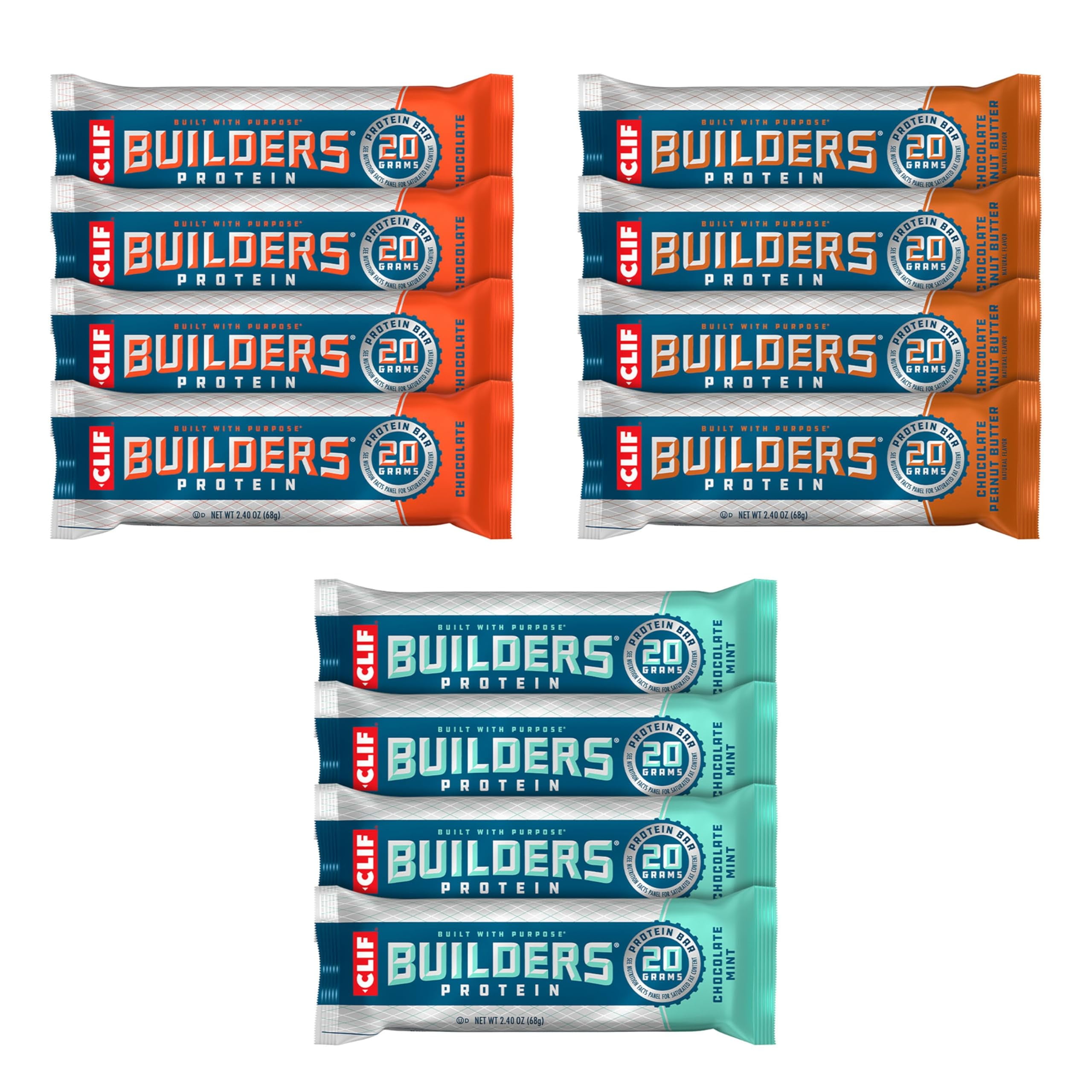 CLIF Builders - Variety Pack - AD01 Plant Based Protein Bars - Gluten ...