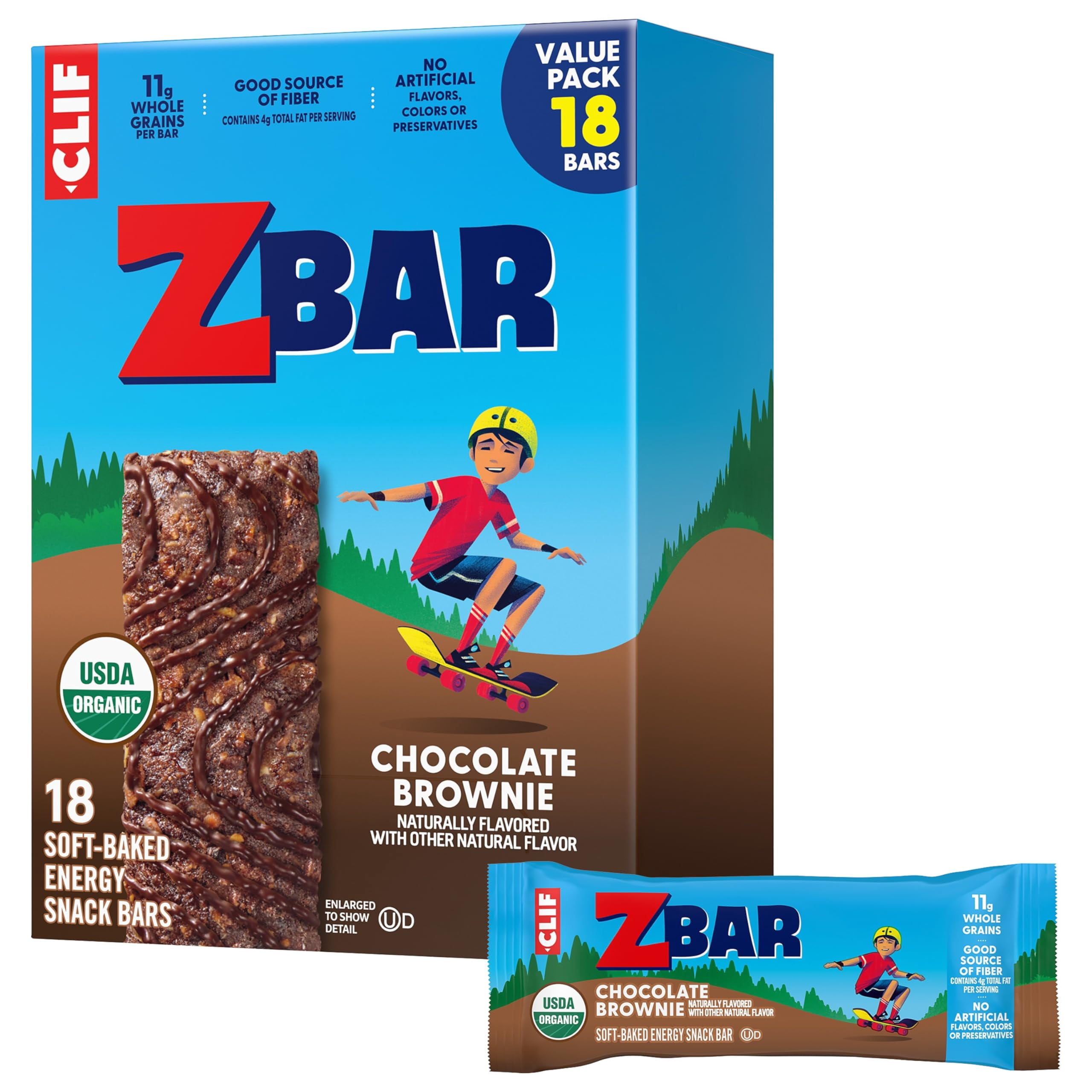 CLIF Kid Zbar - Chocolate MDA05 Brownie - Soft Baked Whole Grain Snack ...