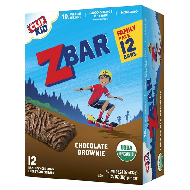CLIF Kid Zbar - Chocolate Brownie - Organic Snack Bars - 1.27 oz. (12 ...