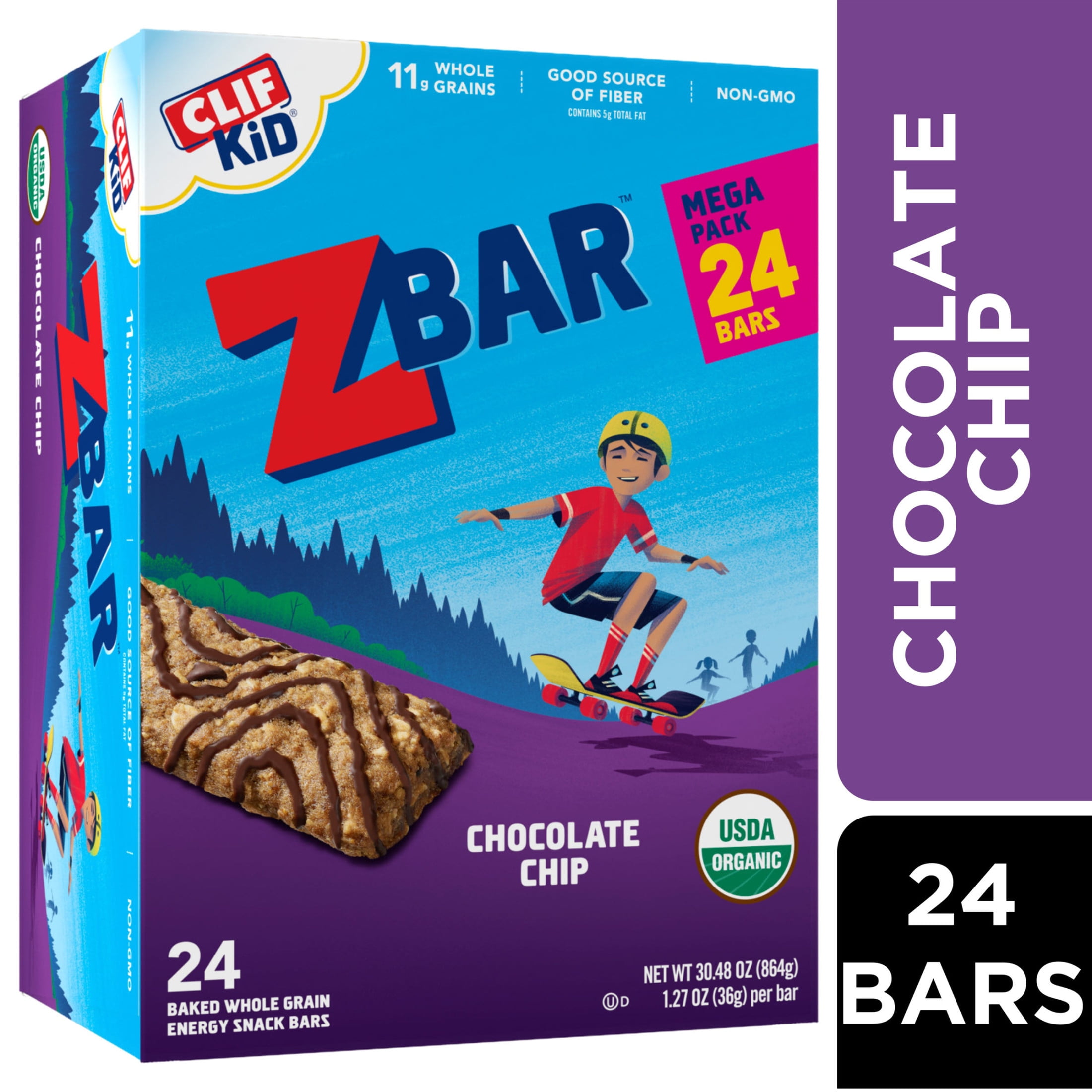 CLIF Kid Zbar - Chocolate Chip - Soft Baked Whole Grain Snack Bars ...