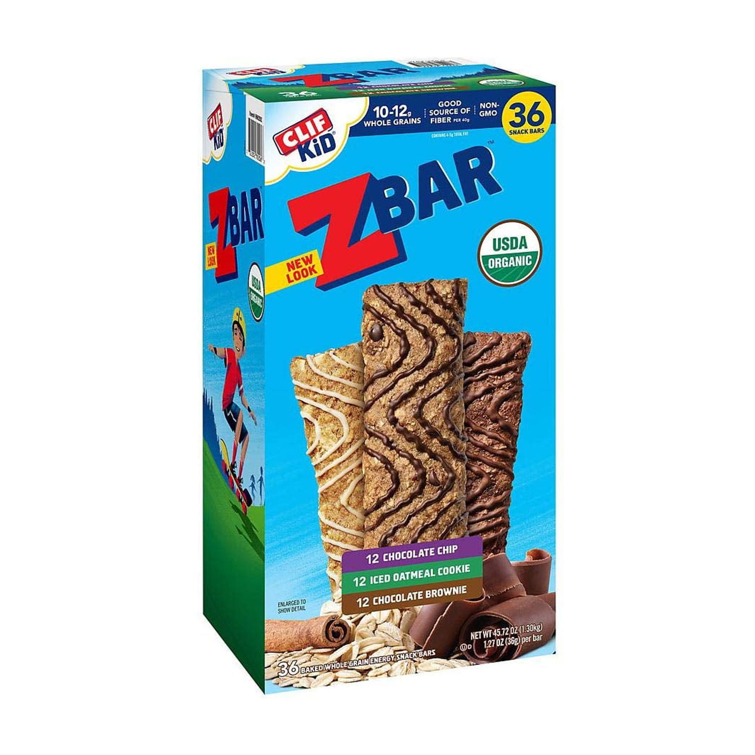 CLIF Kid Zbar, Iced Oatmeal, Brownie, Chocolate Chip (1.27 Ounce, 36 ...