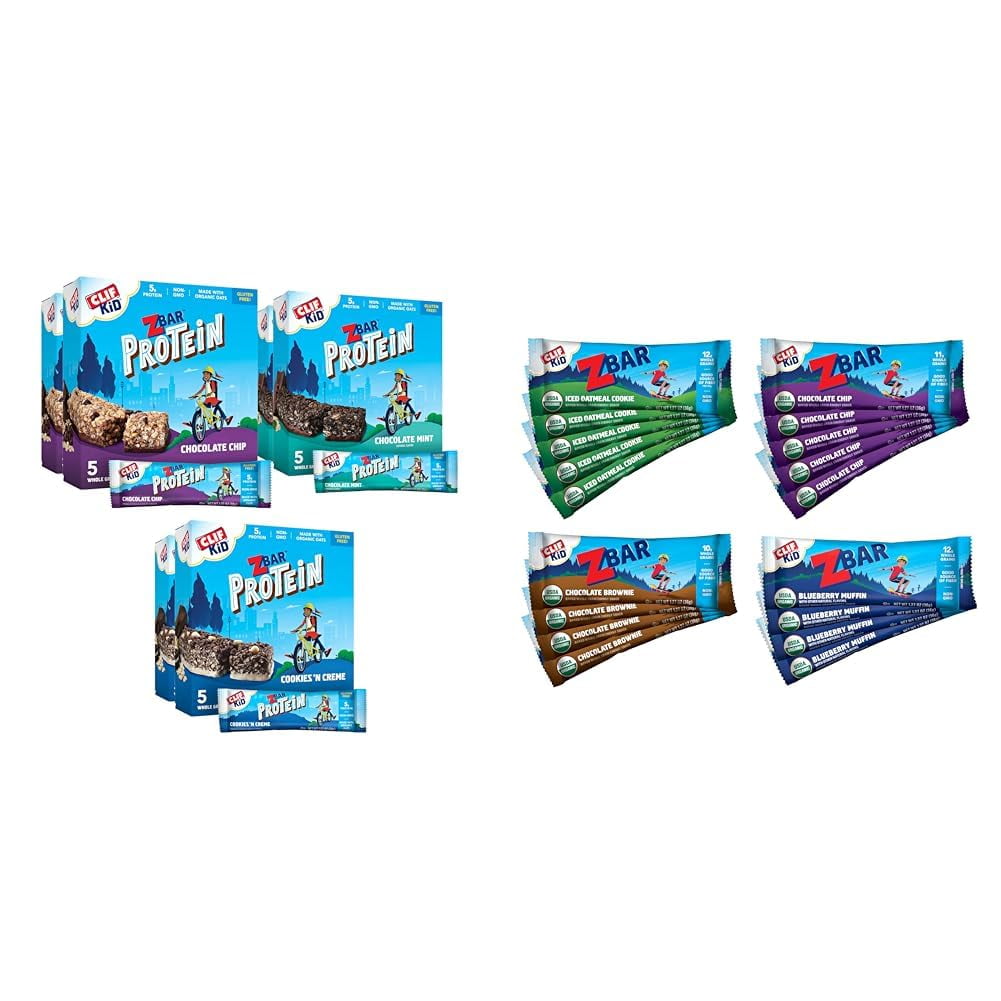 CLIF Kid Zbar Protein & Zbar Variety Pack - Crispy Whole Grain Protein ...