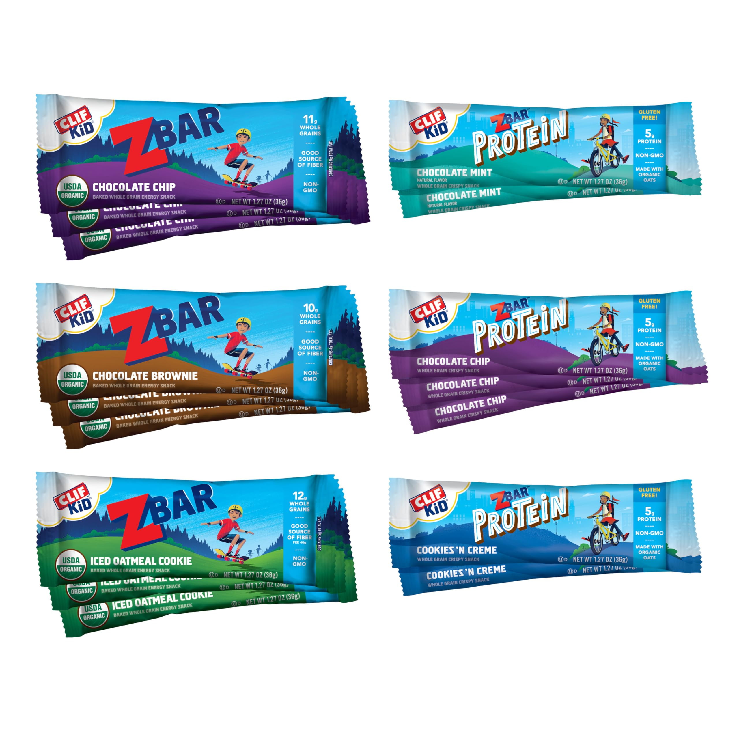 CLIF Kid Zbar and HHA1 Zbar Protein - Variety Pack - Whole Grain Snack Bars - Made with Organic ...