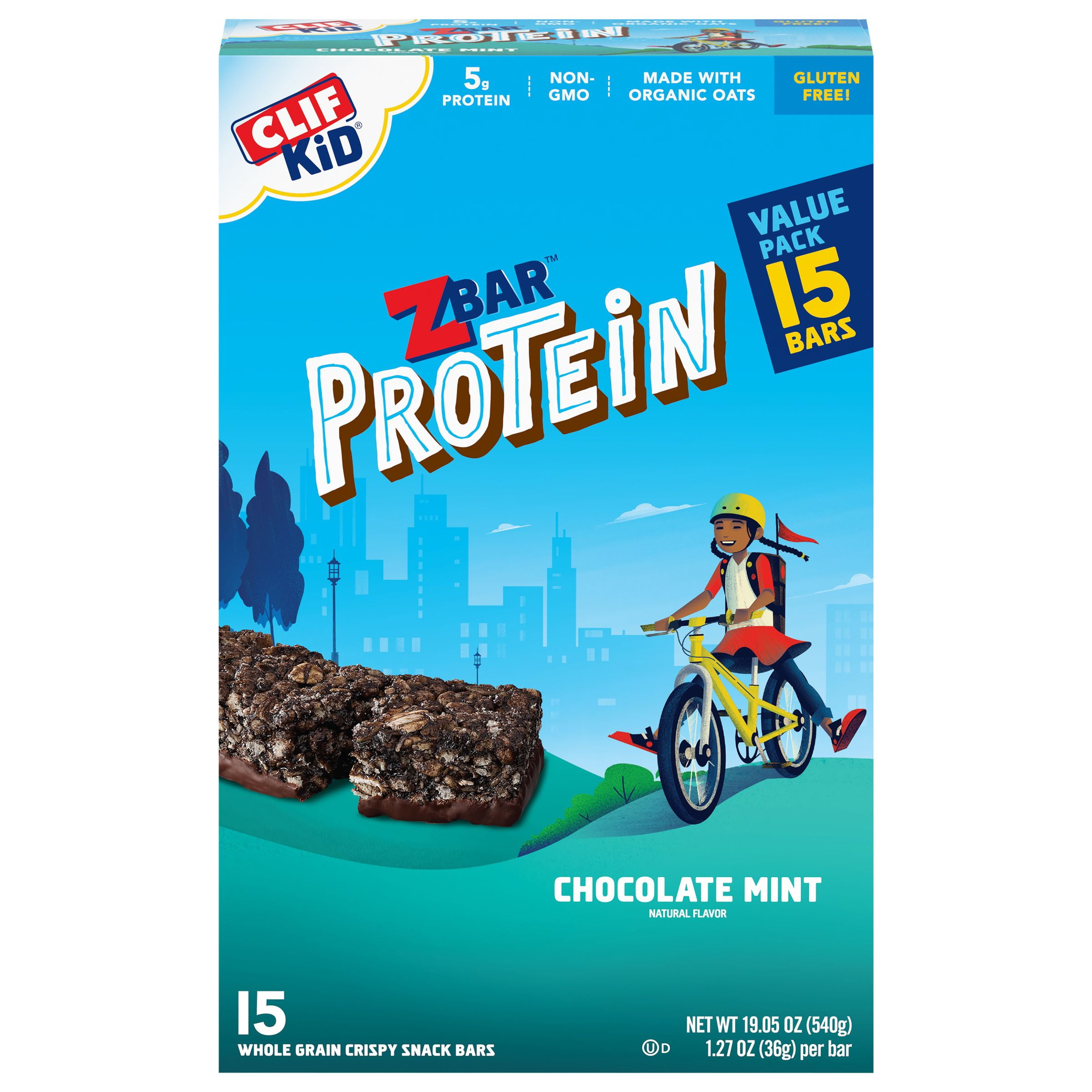 CLIF ZBAR ZBAR PROTEIN CHOCOLATE MINT NON GMO ENERGY BAR 19.05 OZ ...