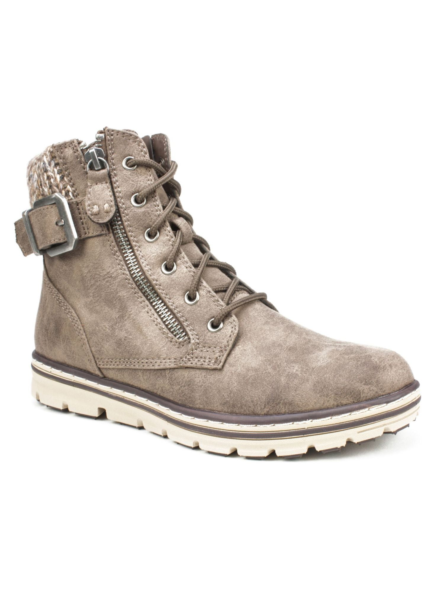 CLIFFS BY WHITE MOUNTAIN Womens Brown Sweater Detail Lace Up Padded ...