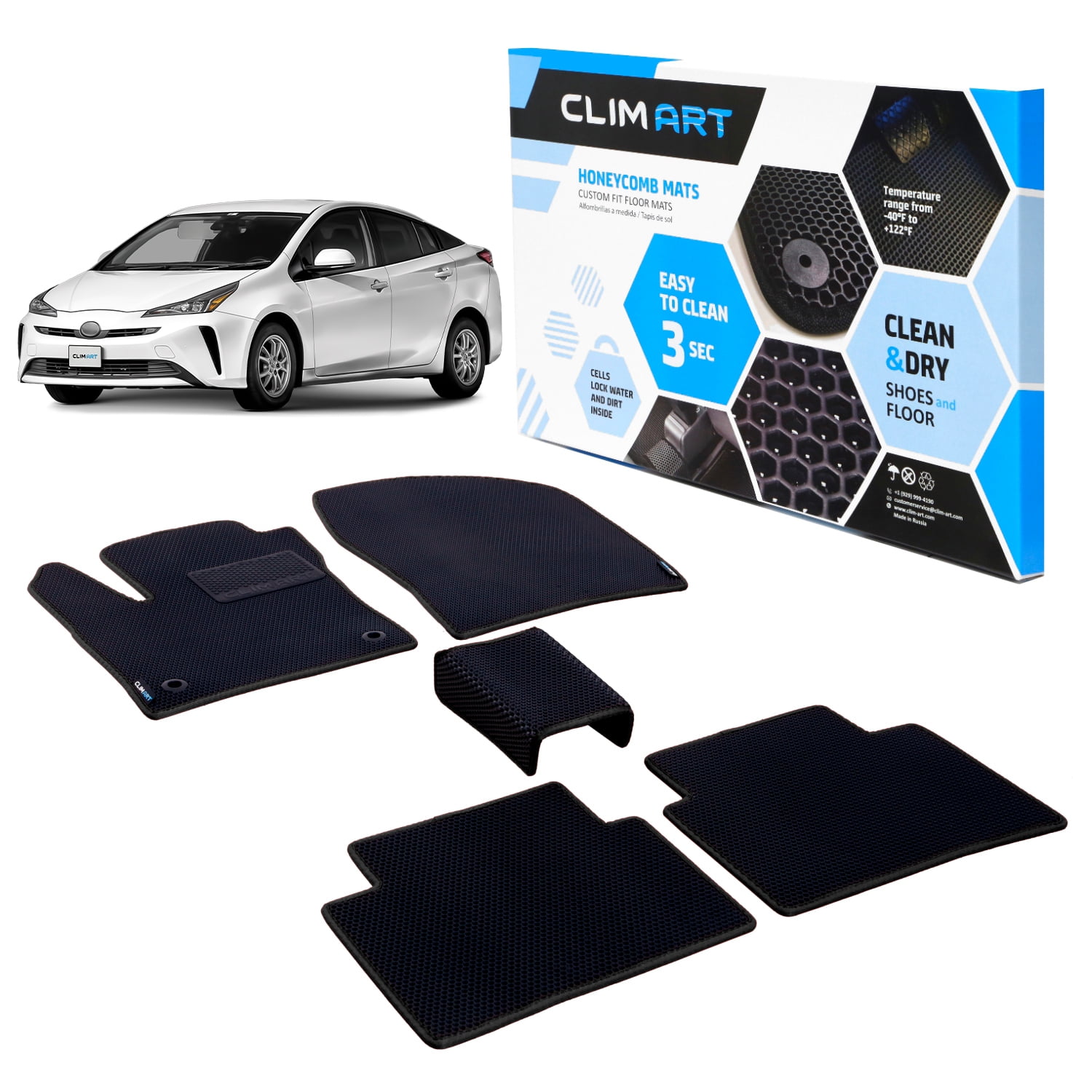 CLIM ART All-Weather Car Floor Mats Compatible with Toyota Prius 2016 ...