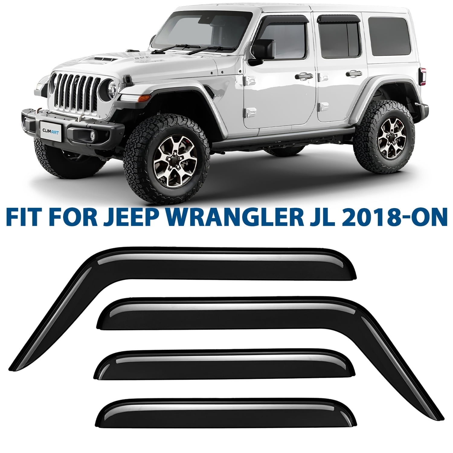 CLIM ART Incredibly Durable Rain Guards Compatible with Jeep Wrangler ...