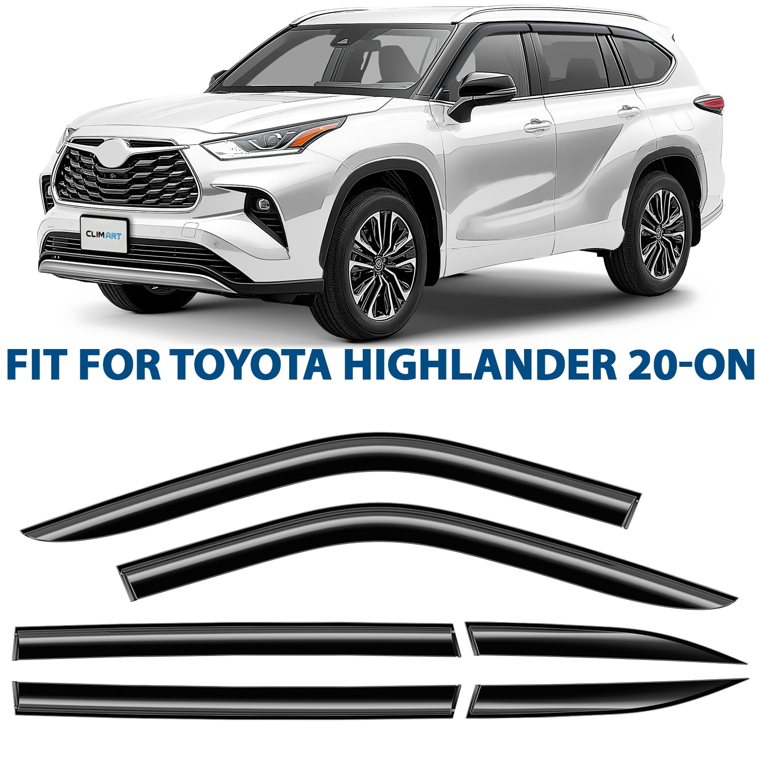 CLIM ART Incredibly Durable Rain Guards for Toyota Highlander 2020-2025 ...
