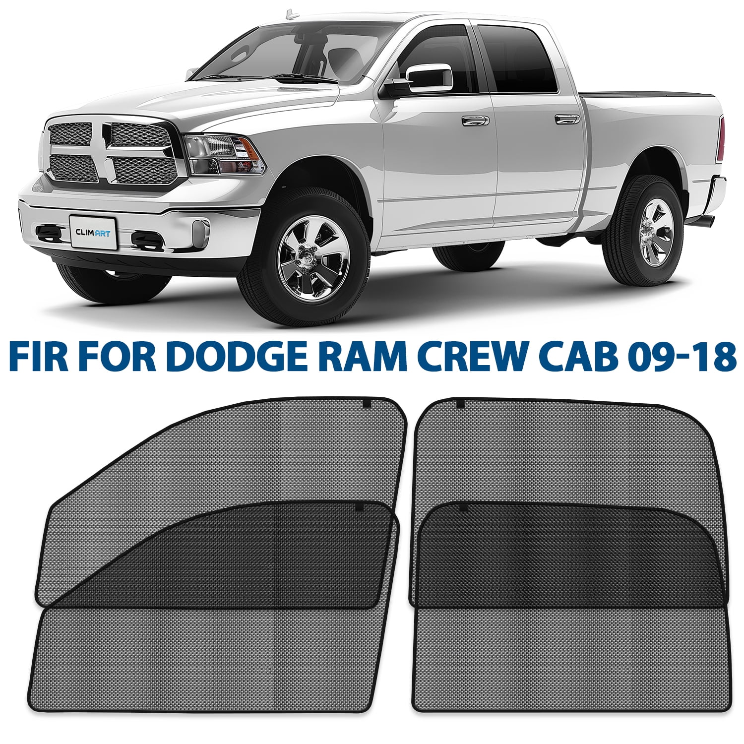 CLIM ART Magnetic Car Window Shades for Dodge RAM 1500 2009-2018 Crew ...
