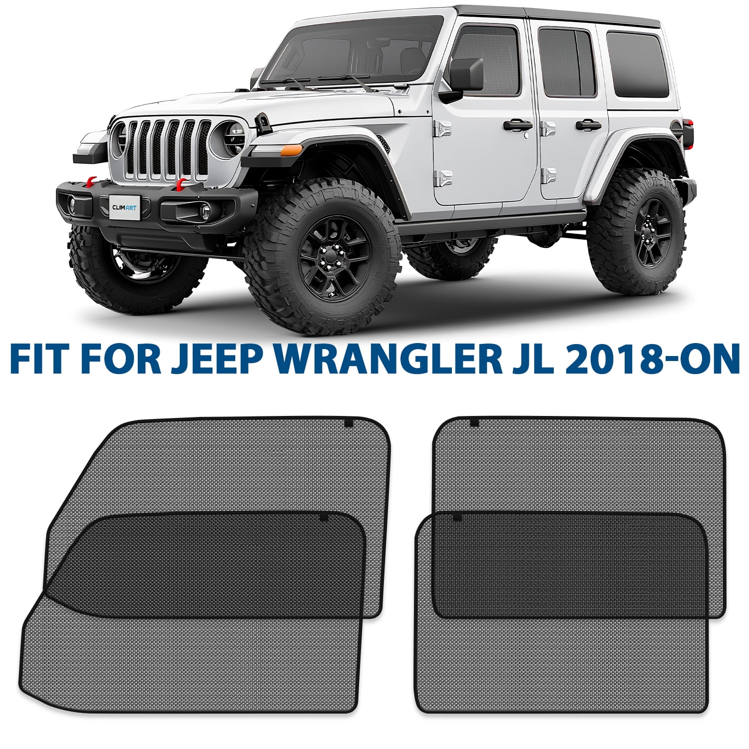 CLIM ART Magnetic Sunshade for Jeep Wrangler JL 2018-2024, Block Sun ...