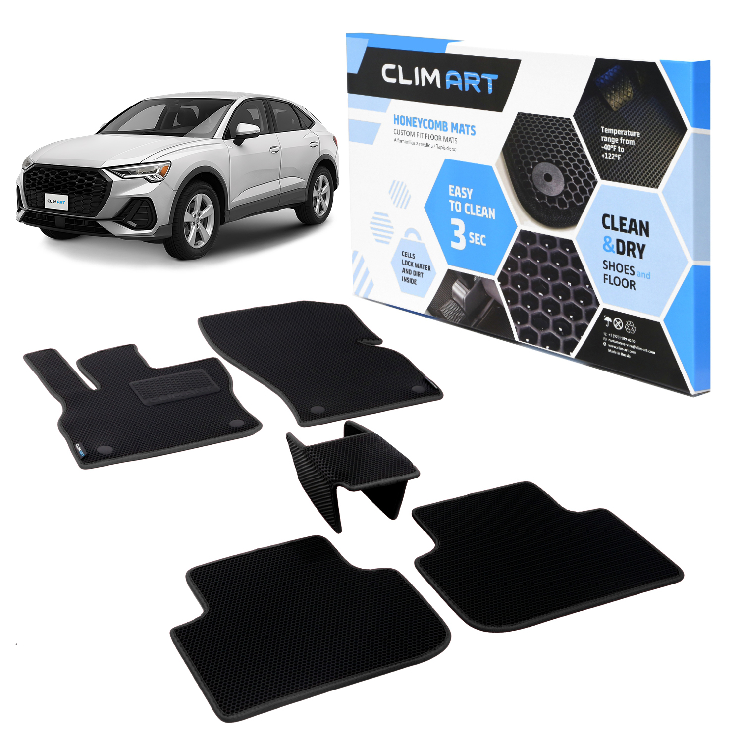 CLIM ART All-Weather Car Floor Mats Compatible with Audi Q3 Sportback ...