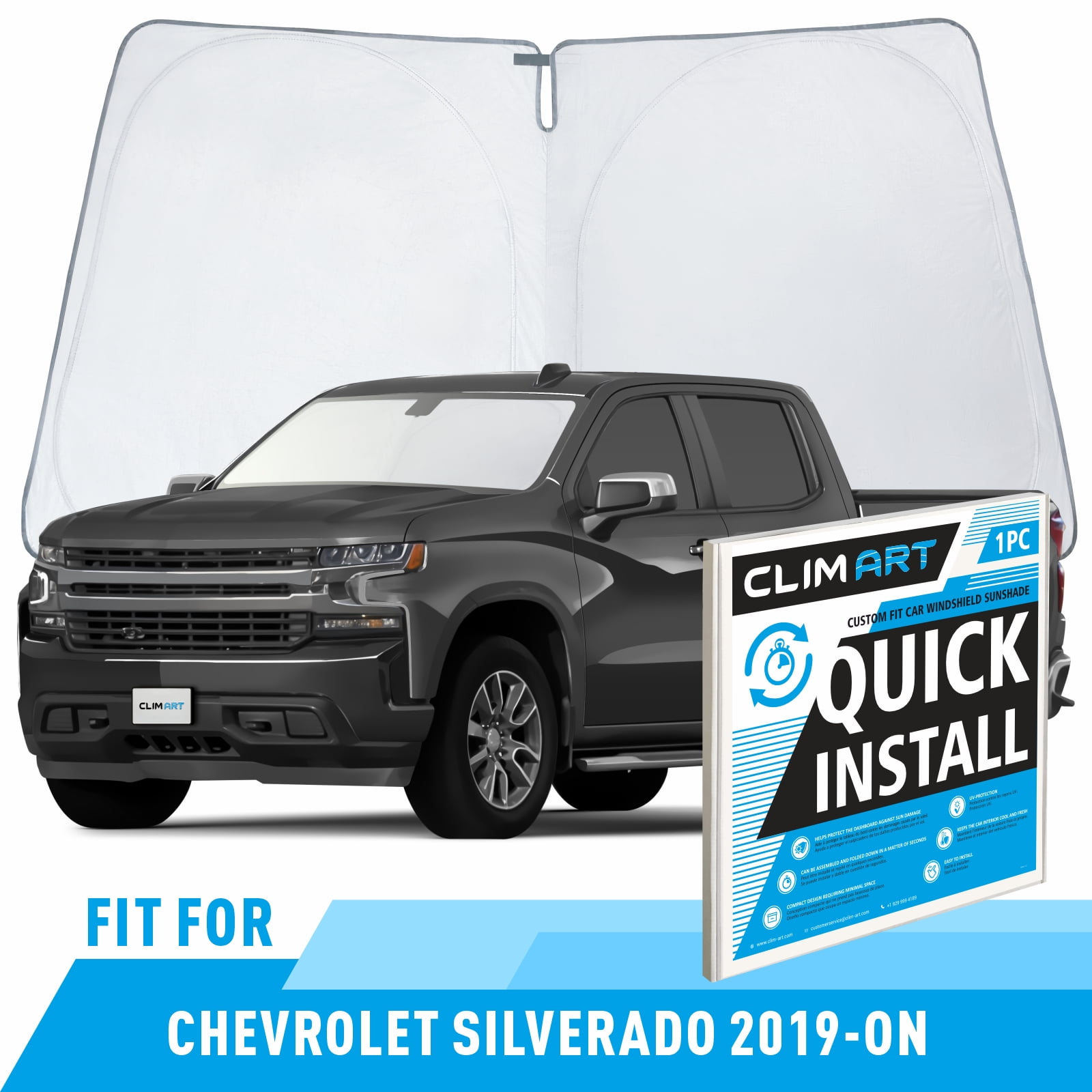 Chevrolet Silverado 1500 2019-2024 CLIM ART Windshield Sun Shade ...