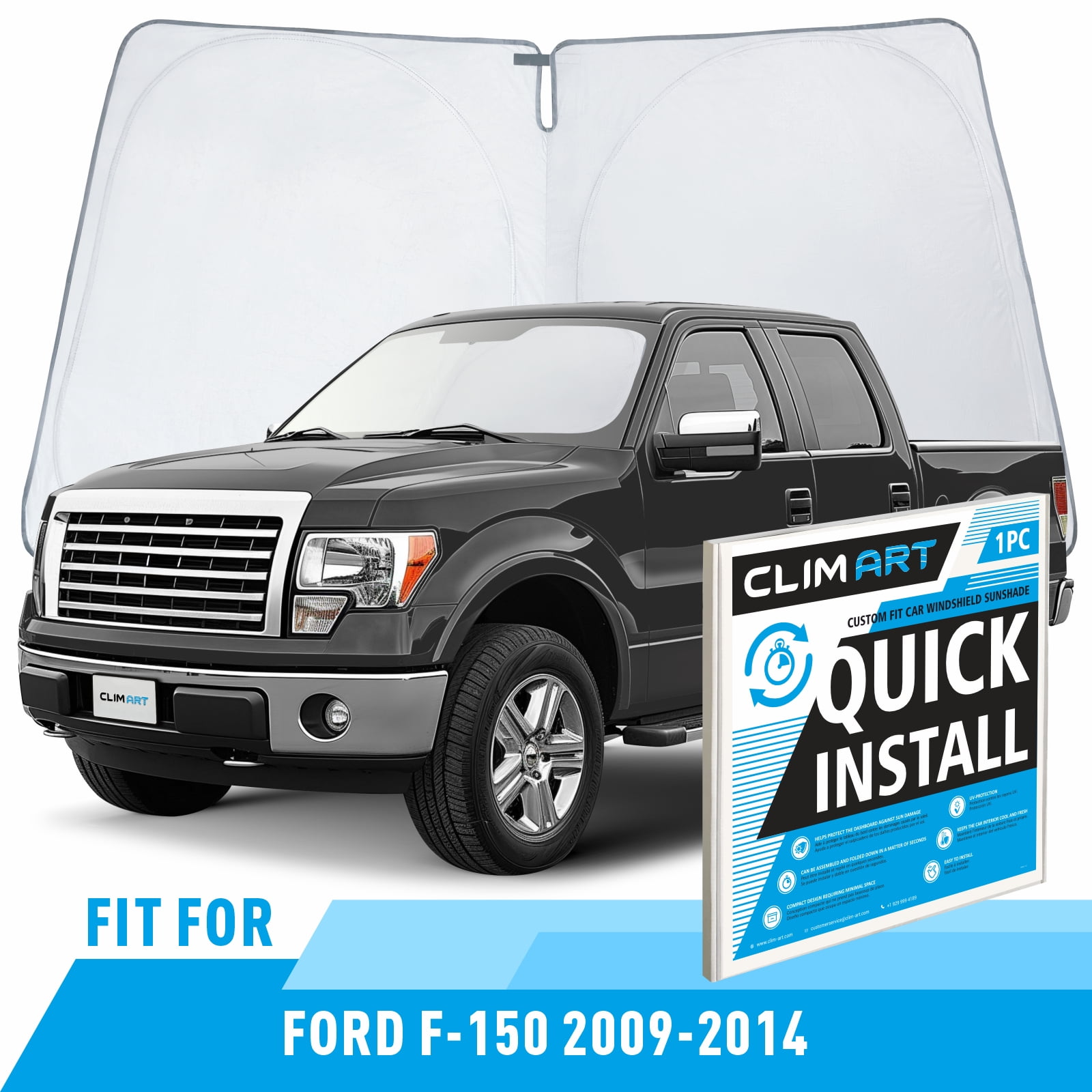 CLIM ART Windshield Sun Shade for Ford F150 2009-2014, Custom-Fit ...