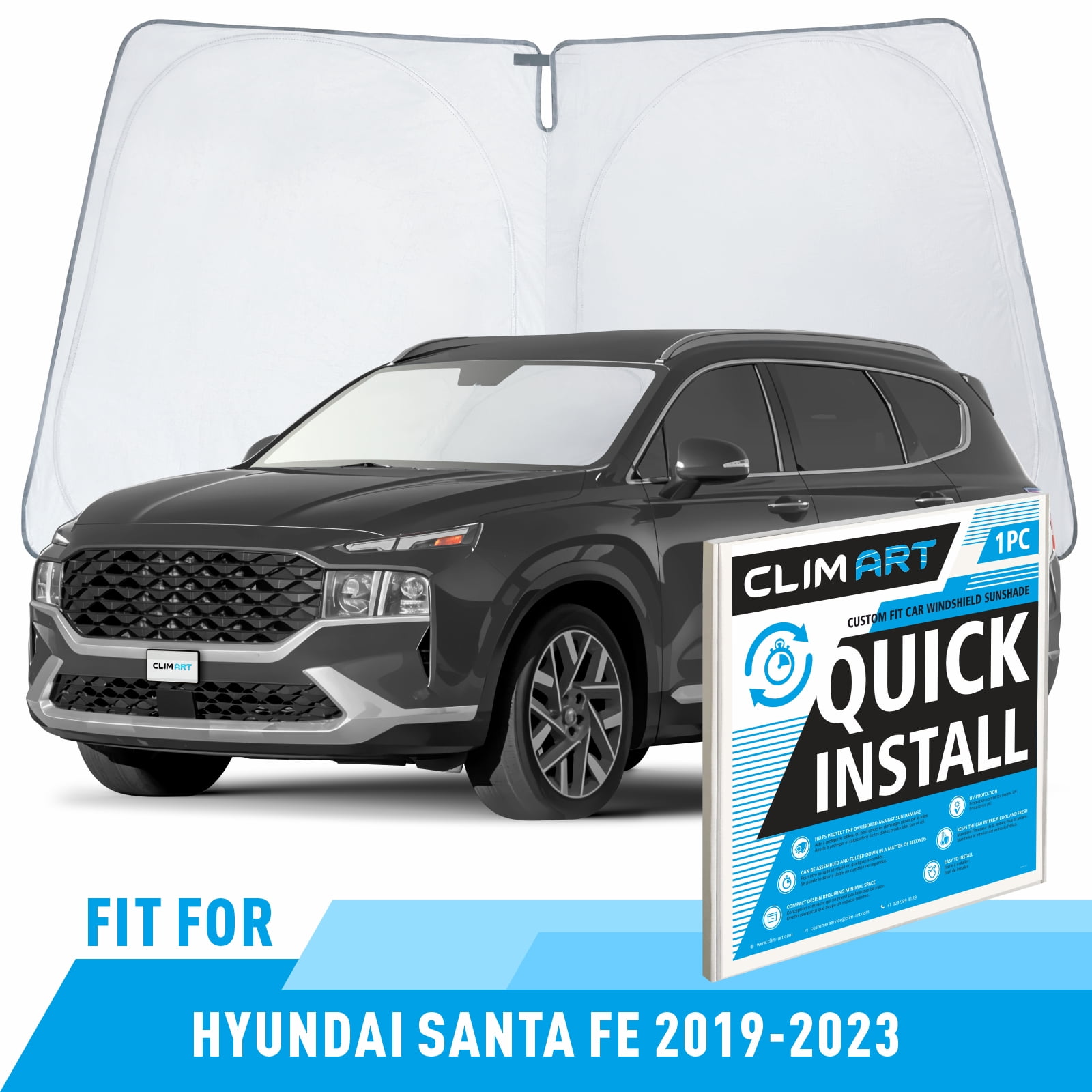 CLIM ART Windshield Sun Shade for Hyundai Santa Fe 2019-2023, Custom ...
