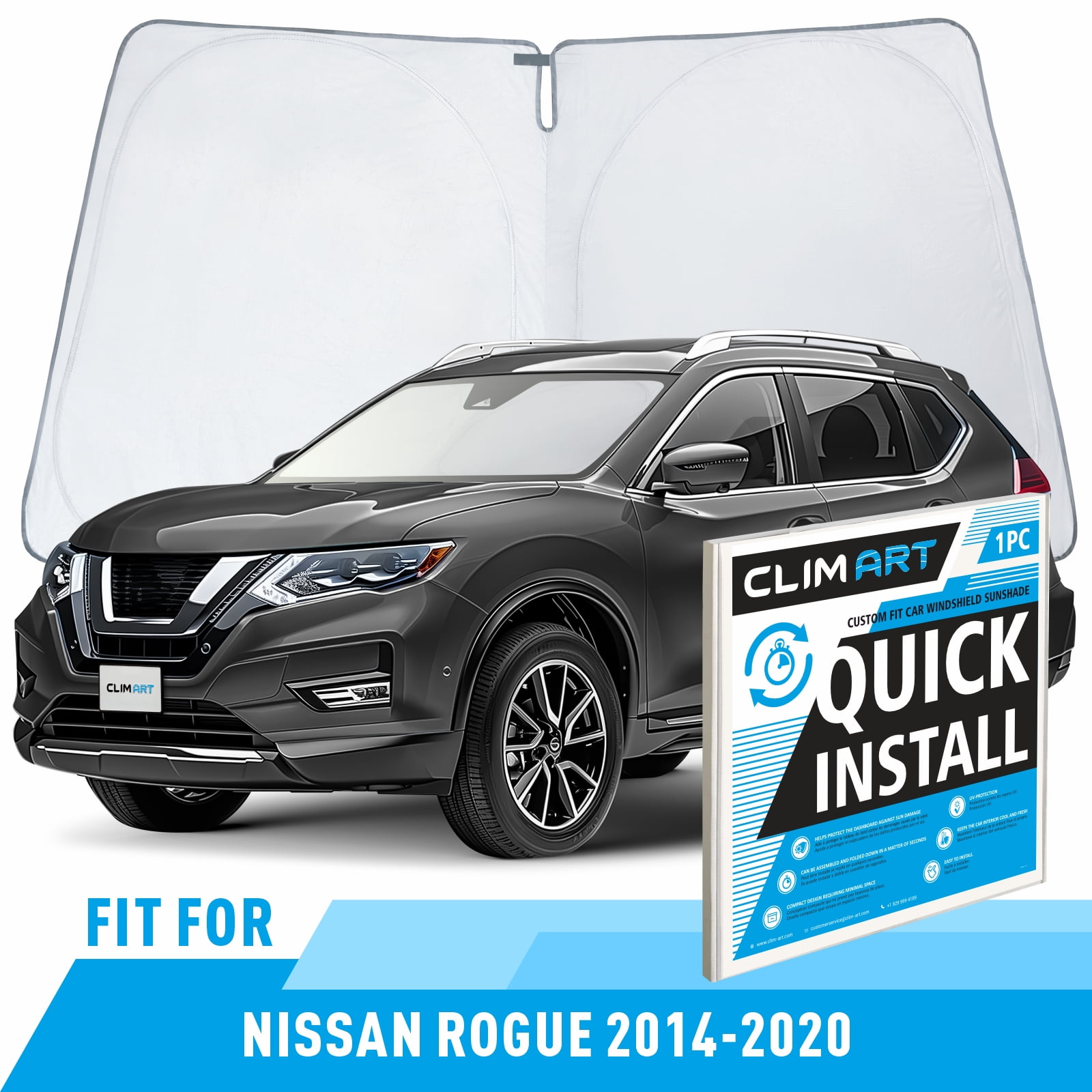 CLIM ART Custom-Fit Windshield Sun Shade for Nissan Rogue 2014-2020 ...
