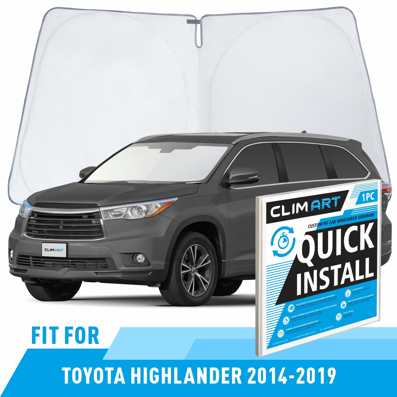 CLIM ART Windshield Sun Shade for Toyota Highlander 2014-2019, Custom ...