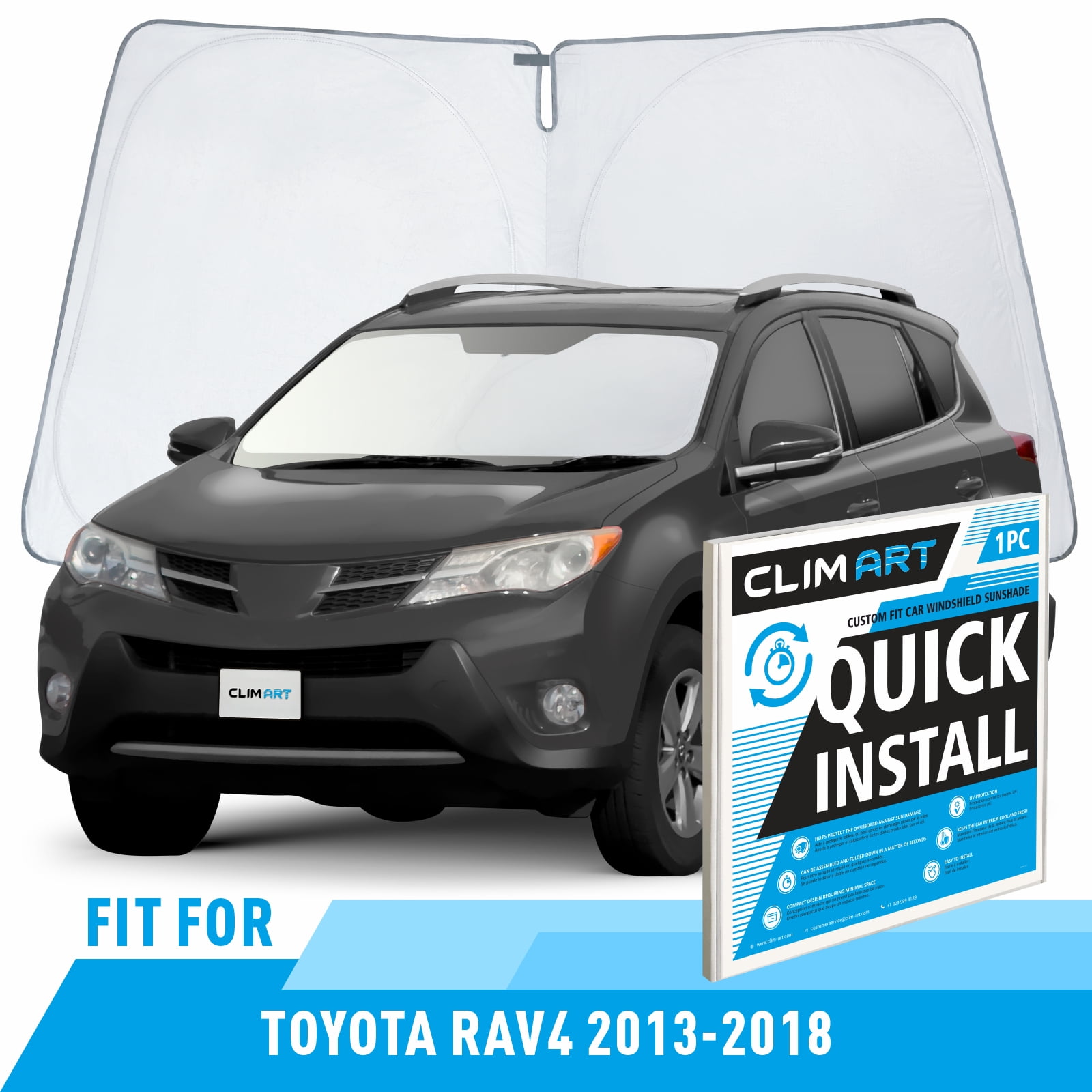 CLIM ART Windshield Sun Shade for Toyota RAV4 2013-2018, Custom-Fit ...