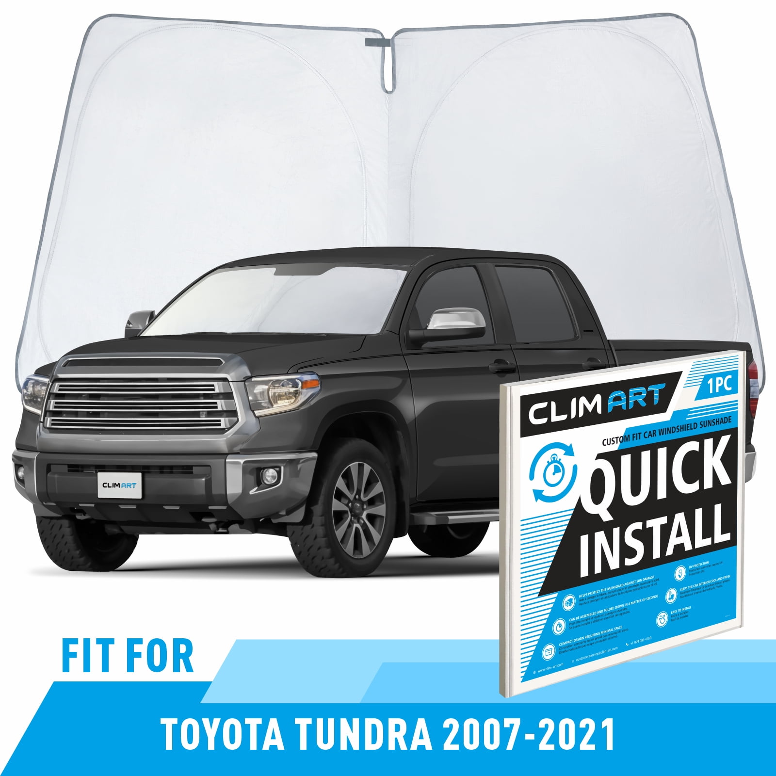 CLIM ART Windshield Sun Shade for Toyota Tundra 2007-2021, Custom-Fit ...