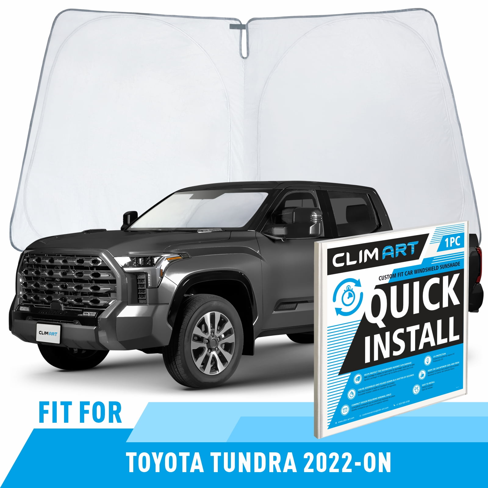 CLIM ART Windshield Sun Shade for Toyota Tundra 2022-2024, Custom-Fit ...
