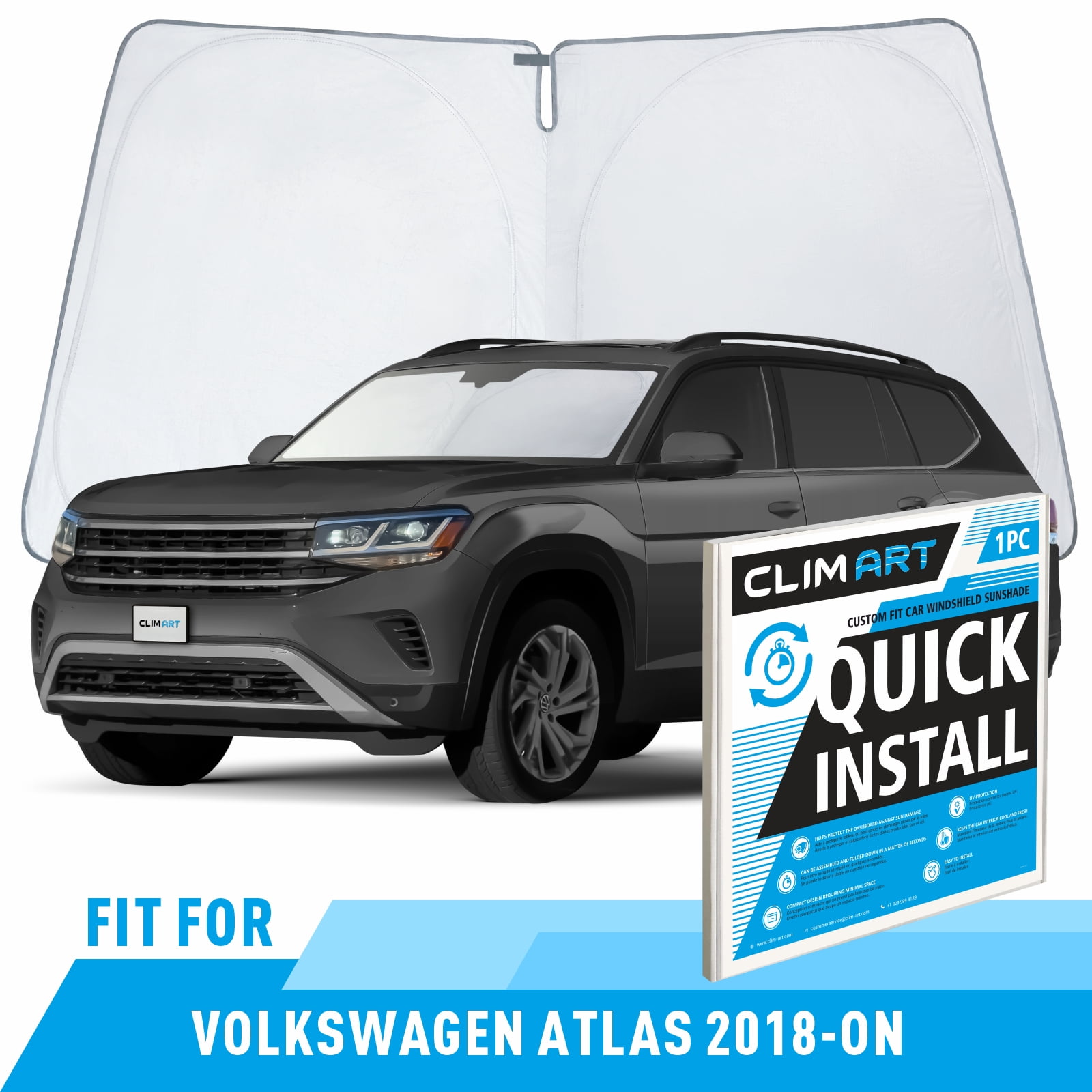 CLIM ART Windshield Sun Shade for Volkswagen (VW) Atlas 2018-2025 ...