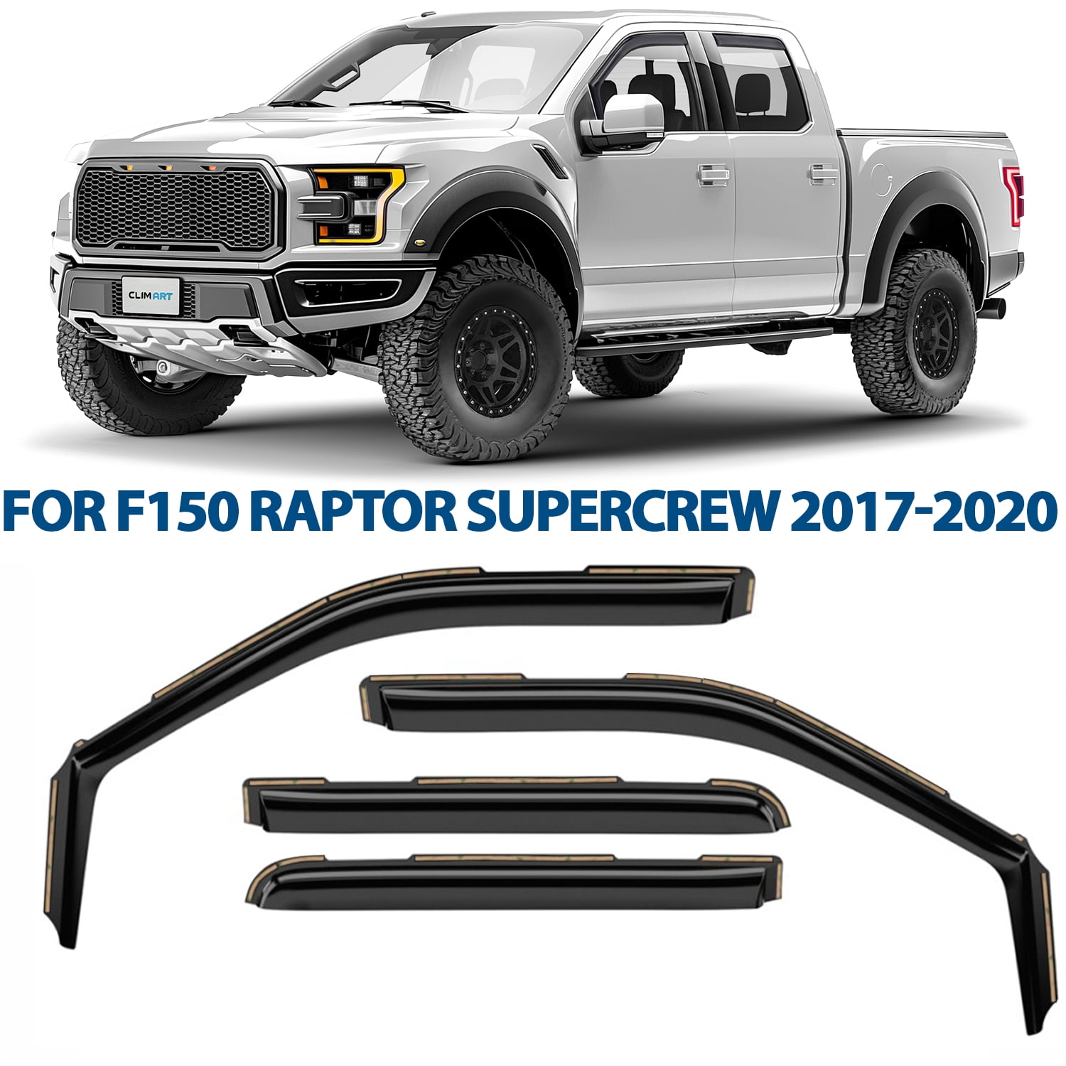 CLIM ART in-Channel Incredibly Durable Rain Guards for Ford F150 Raptor ...