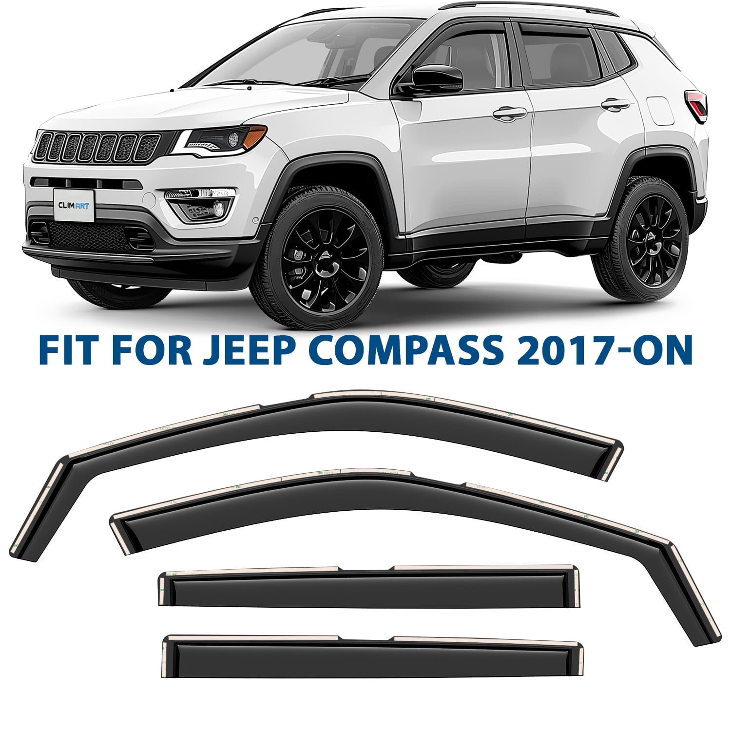 CLIM ART in-Channel Incredibly Durable Rain Guards for Jeep Compass ...