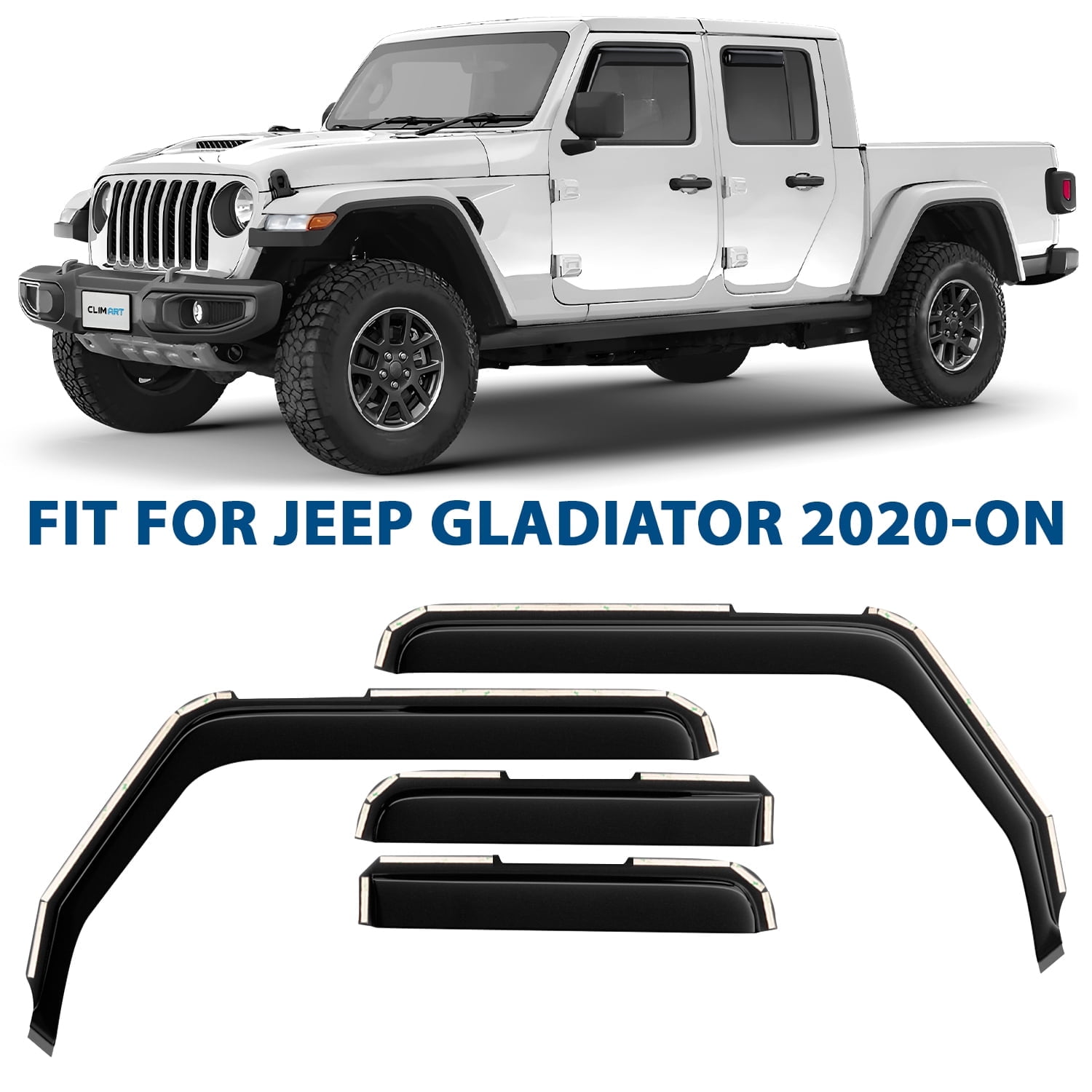 CLIM ART in-Channel Incredibly Durable Rain Guards for Jeep Gladiator ...