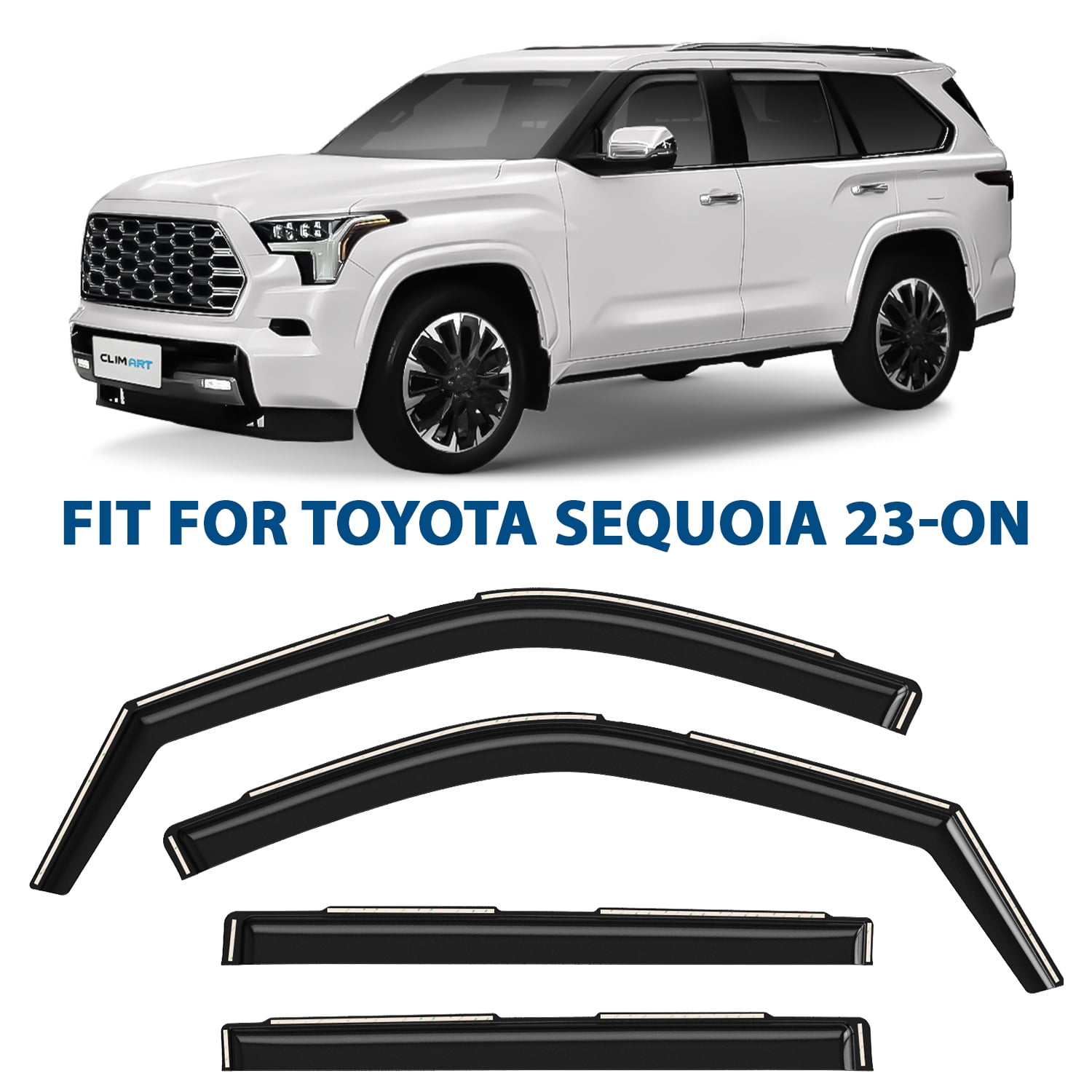 CLIM ART In-Channel Incredibly Durable Rain Guards for Toyota Sequoia ...