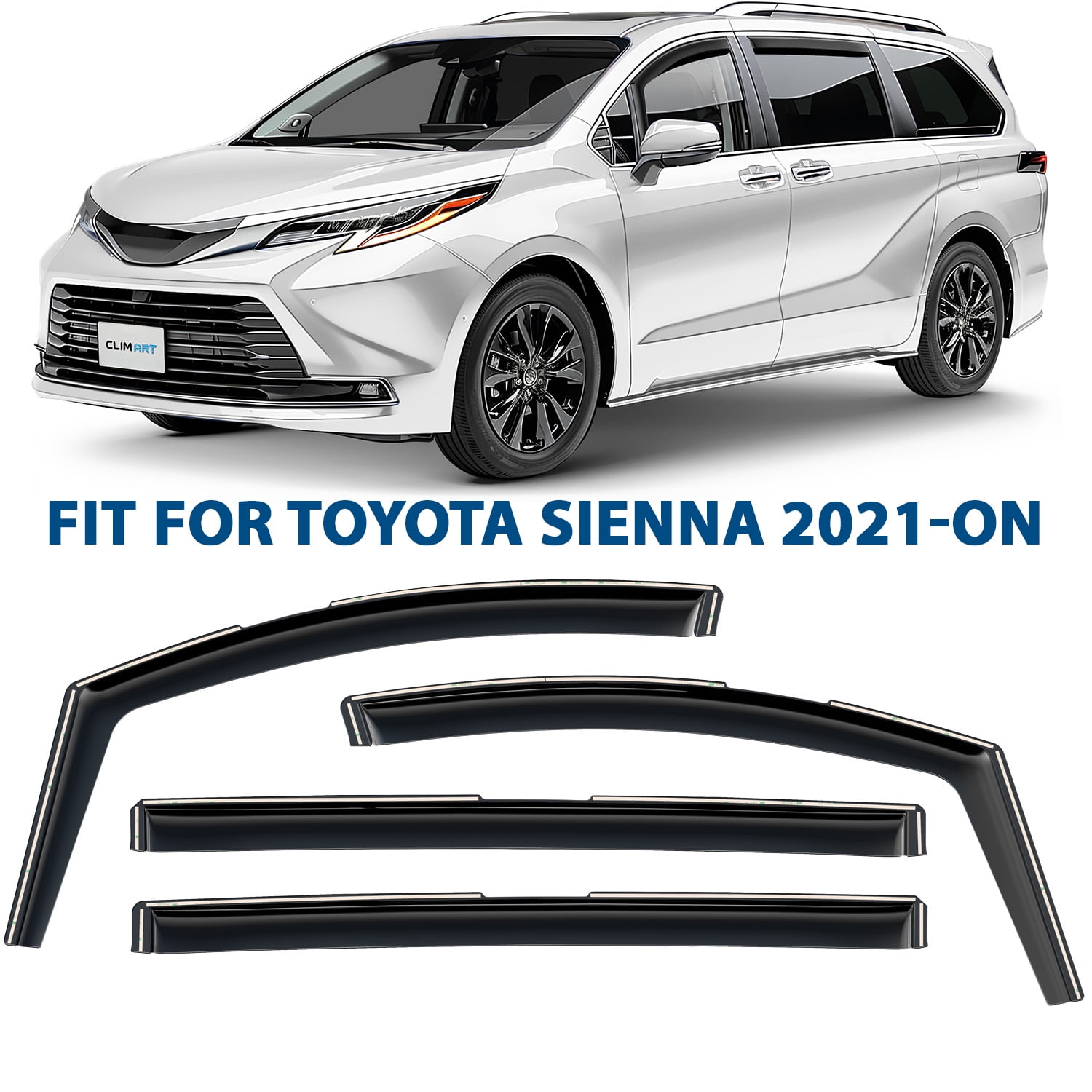 CLIM ART in-Channel Incredibly Durable Rain Guards for Toyota Sienna ...