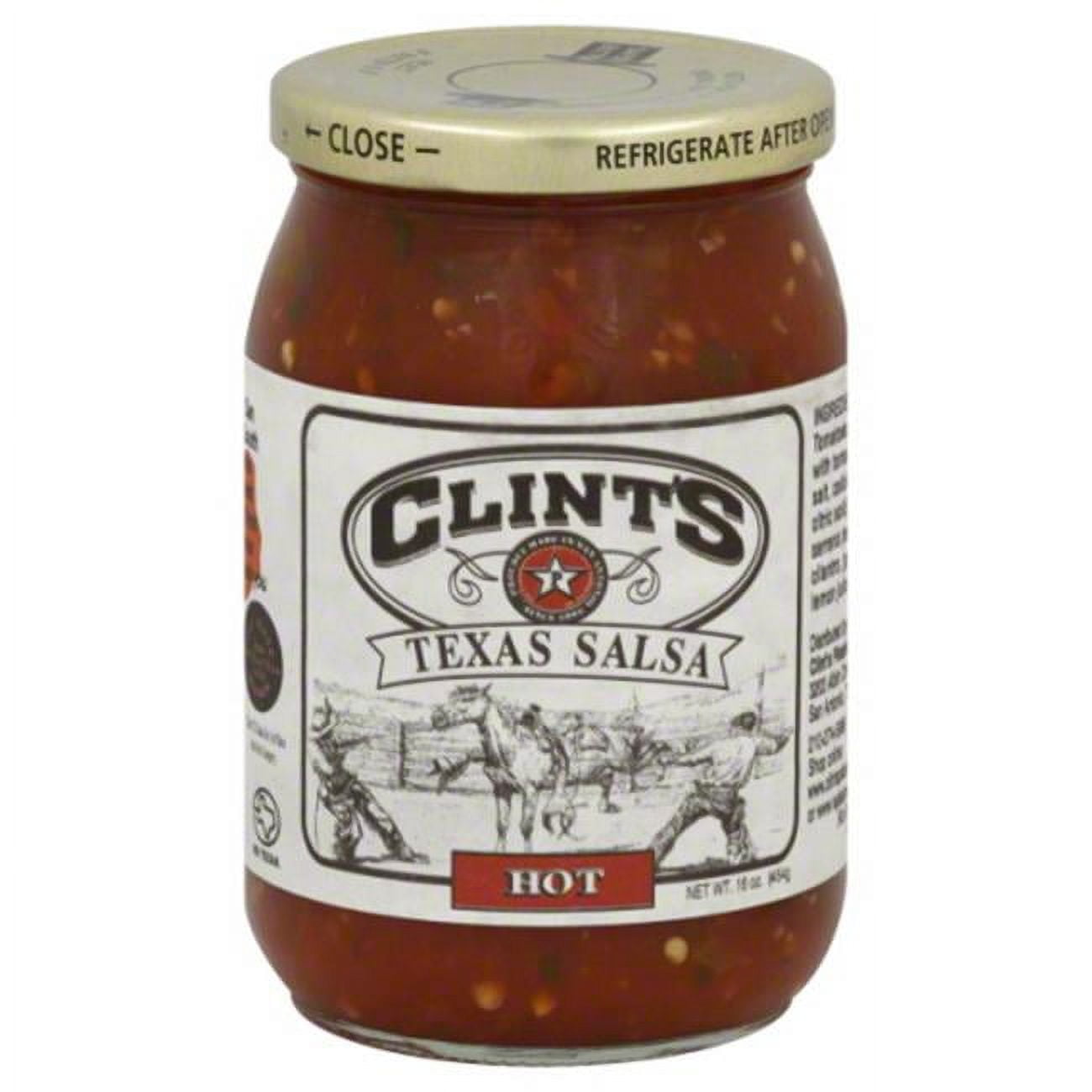 Clint's Texas Hot Salsa, 16 oz - Pack of 6, Authentic Recipe, Heat ...