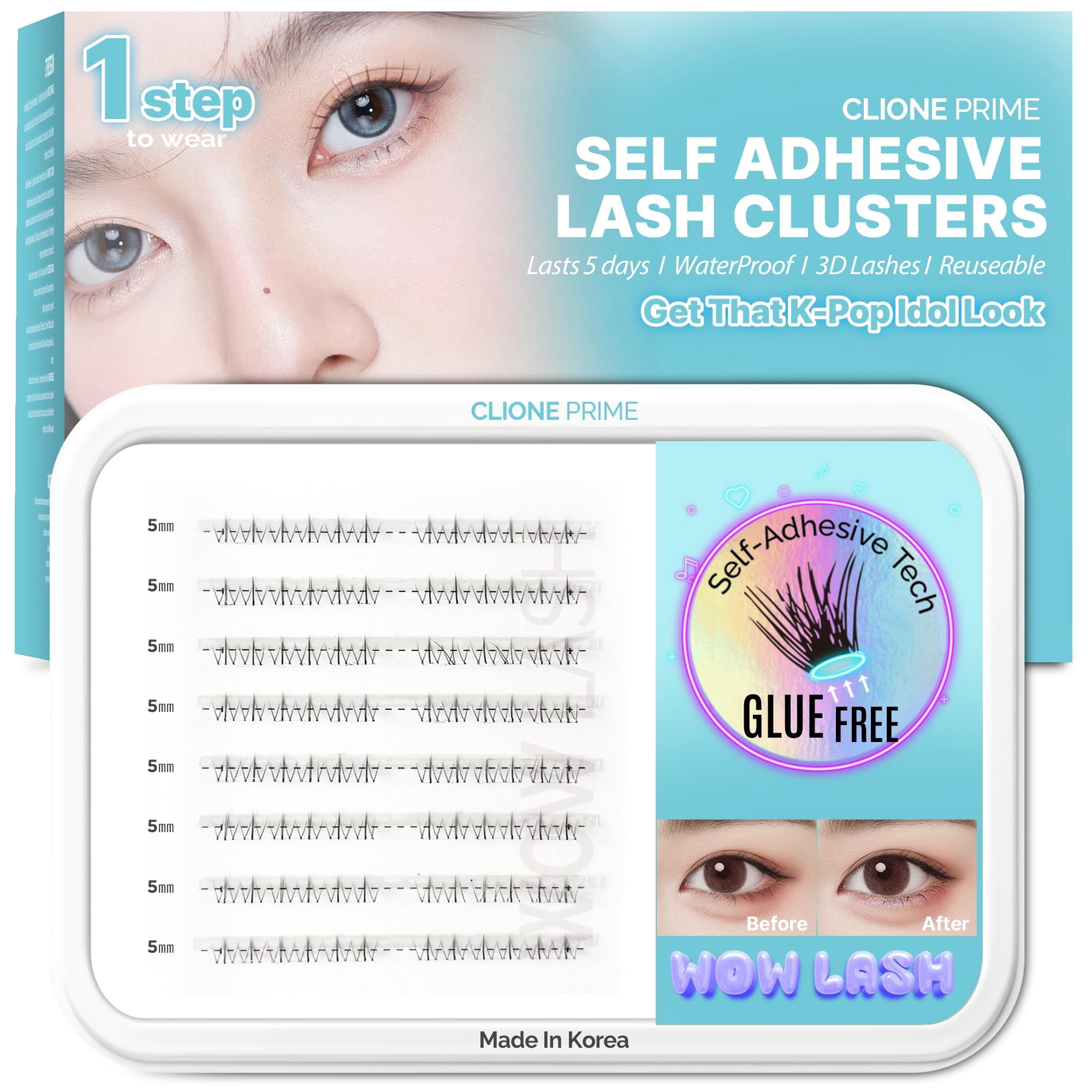 CLIONE PRIME Korean Self IFF17 Adhesive Lash Clusters Under No Glue ...