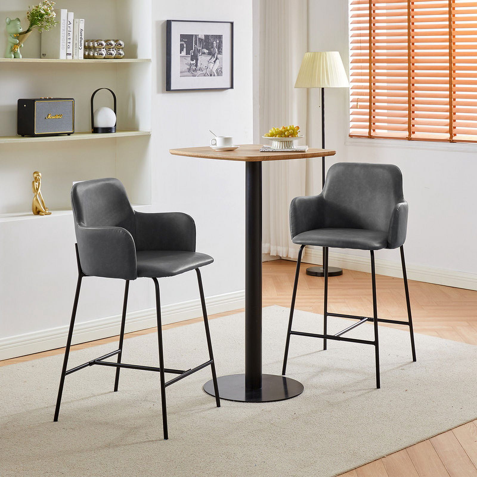 CLIPOP Bar Stools Set of 2, 26" Height PU Leather Dining Chair,for Pub ...