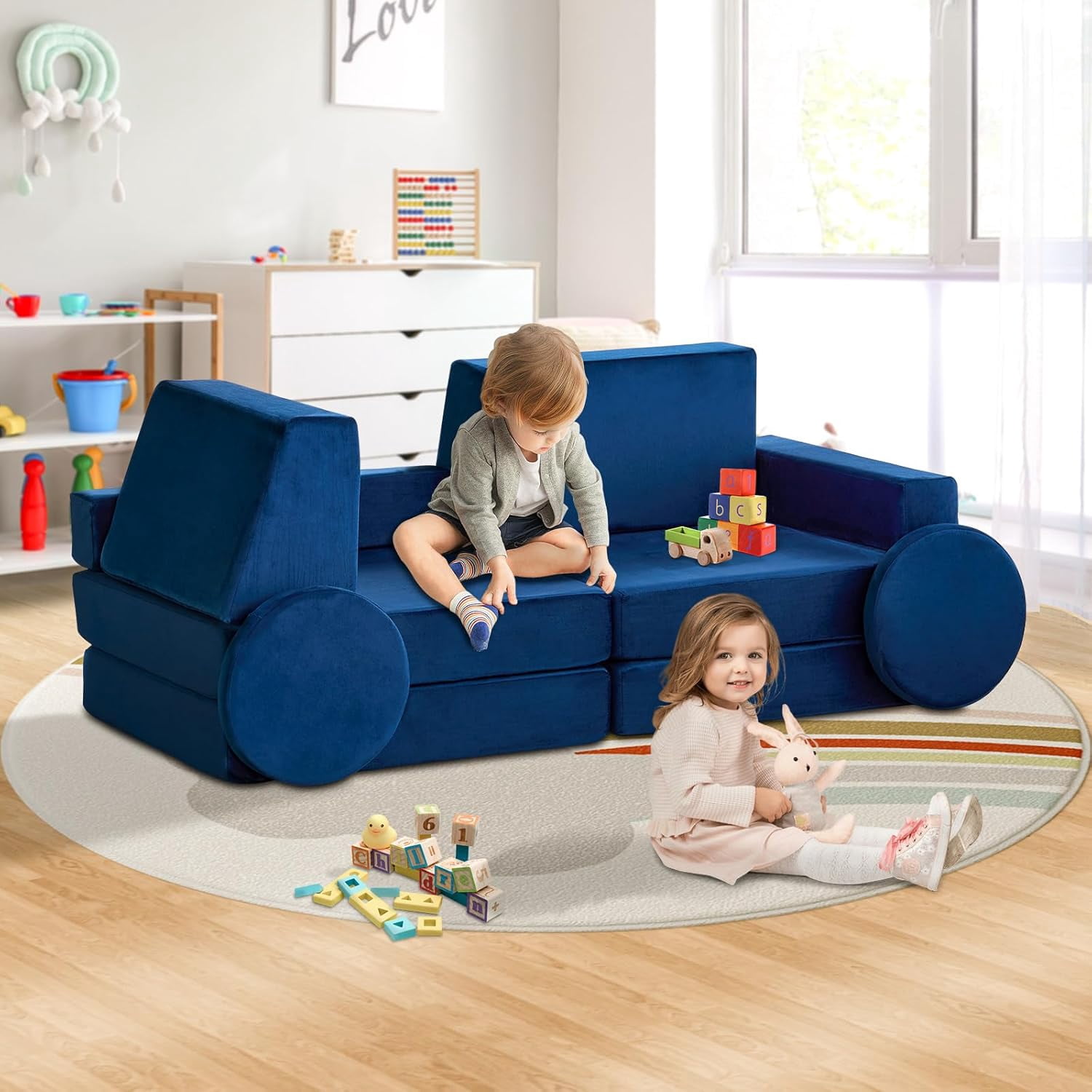 CLIPOP Kids Couch 10pcs Modular Kids Play Couch Set, Kids Couch ...