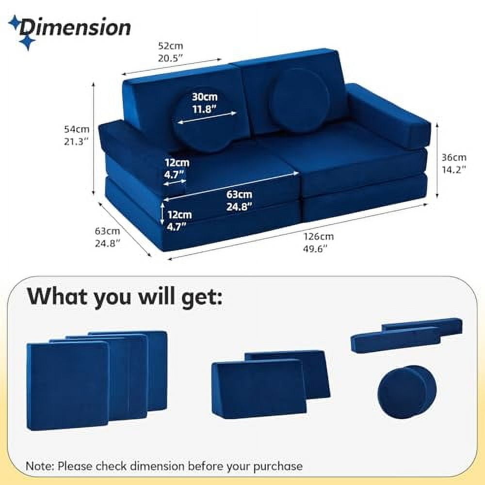 CLIPOP Kids Couch 10pcs Modular Kids Play Couch Set, Kids Couch ...