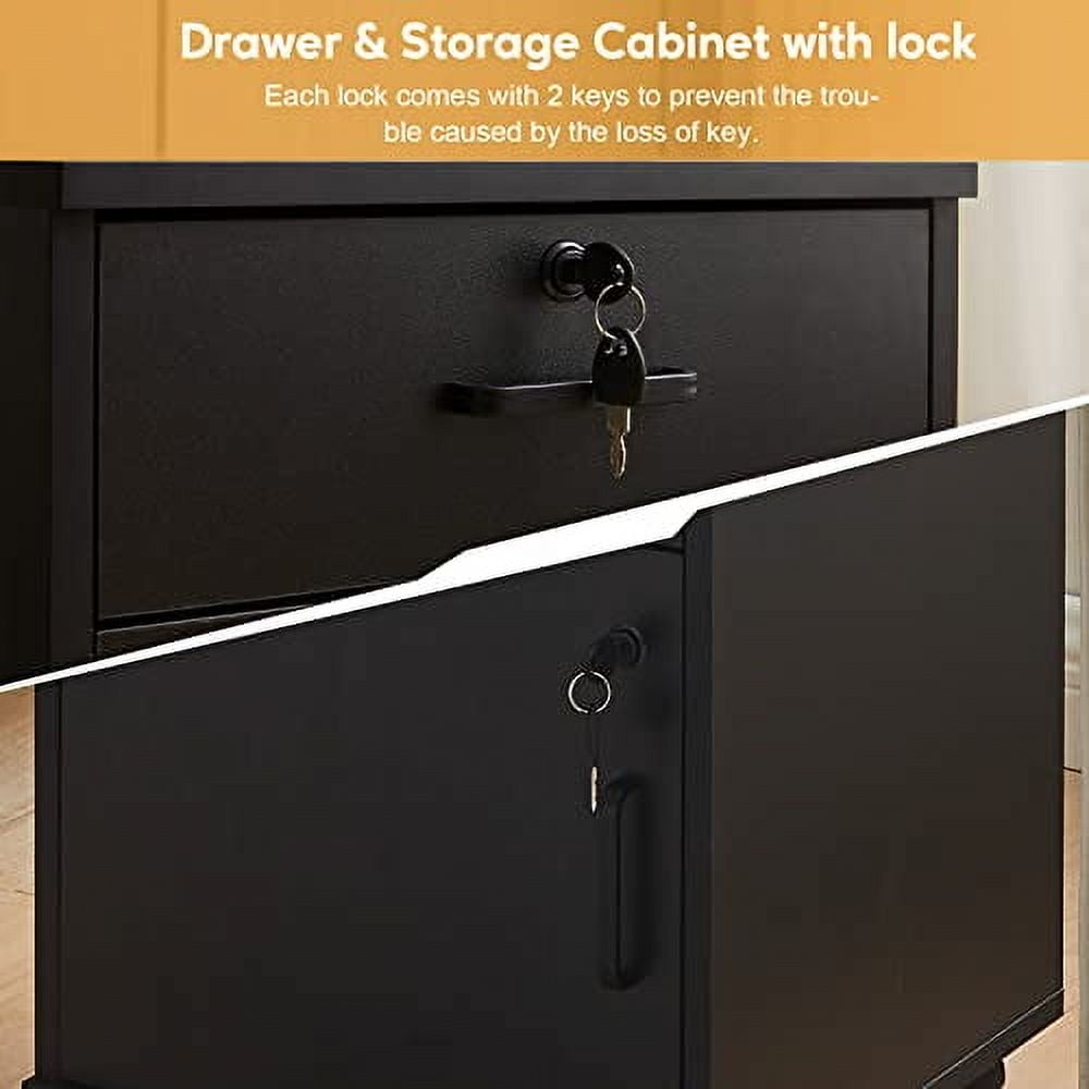 CLIPOP Mobile Office Cabinet with 1 Lockable Drawer & Storage Cabinet ...