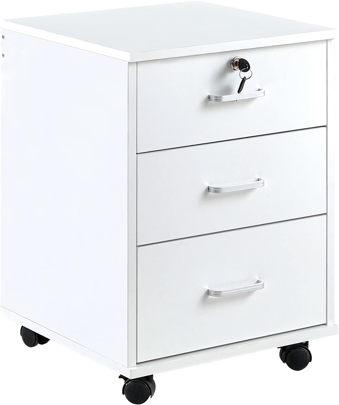 CLIPOP Mobile Office Cabinet with 3 Drawers(1 Lockable), Under Desk ...