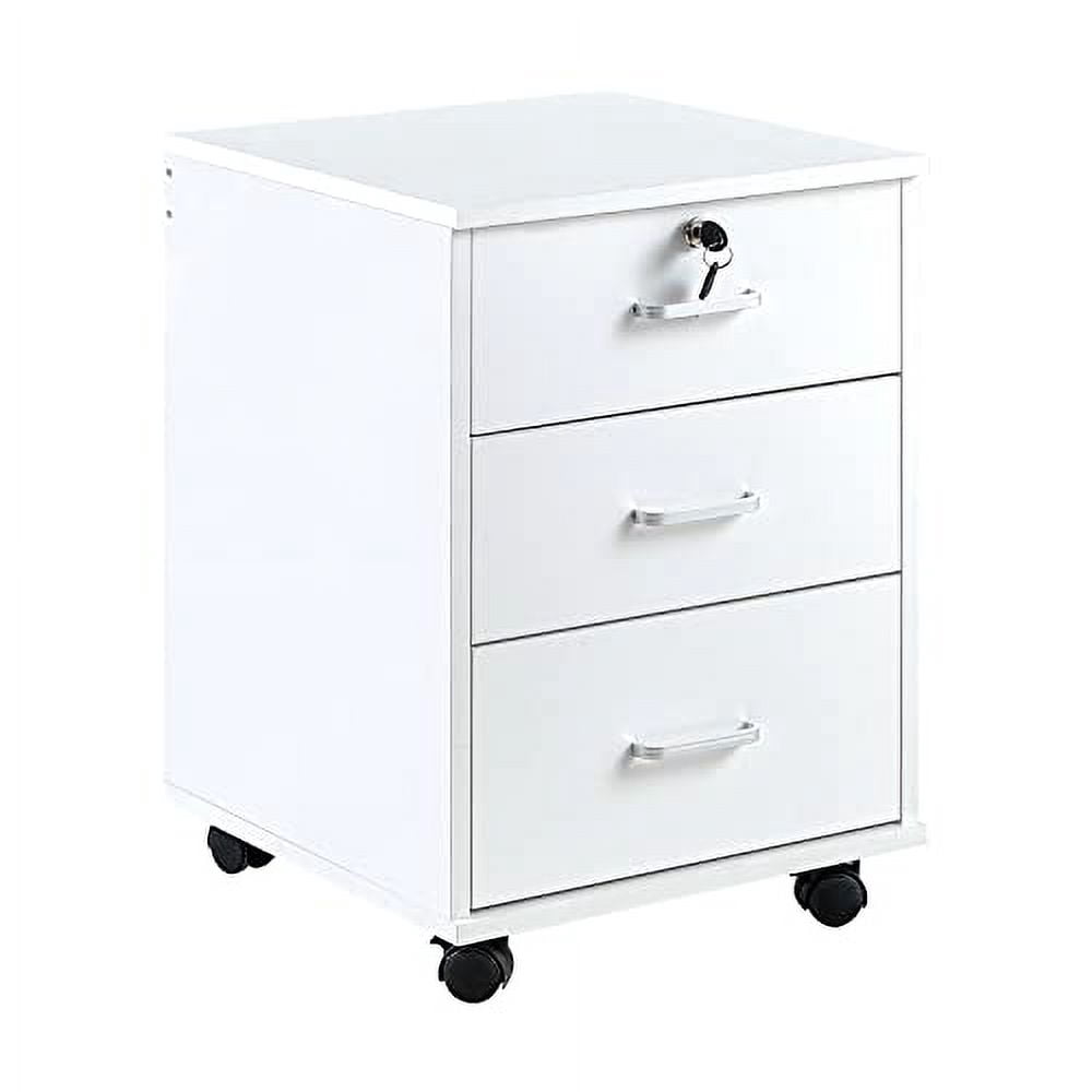 CLIPOP Mobile Office Cabinet with 3 Drawers(1 Lockable), Under Desk ...