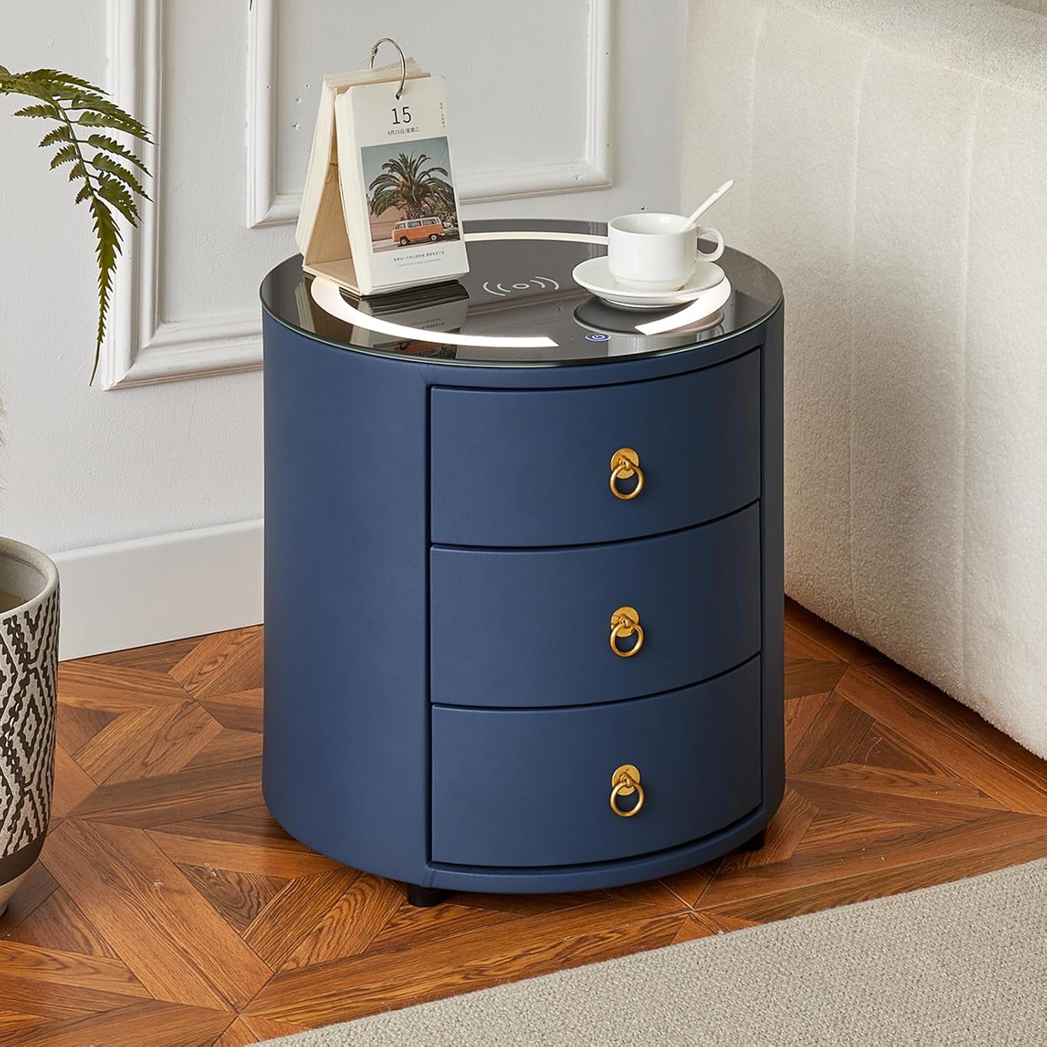 CLIPOP Modern Nightstand with 3 Drawers, Smart Nightstands with Wireless Charging Station ...