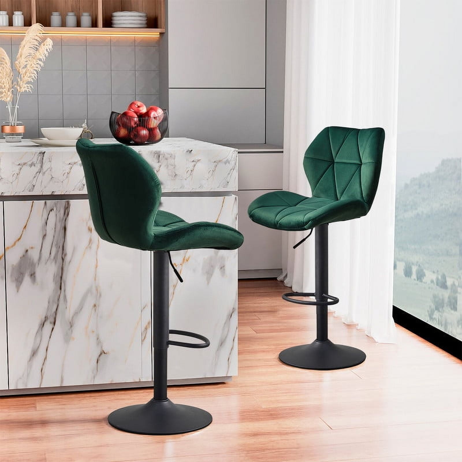 CLIPOP Velvet Bar Stools Set of 2 Height Adjustable Swivel Stools for ...