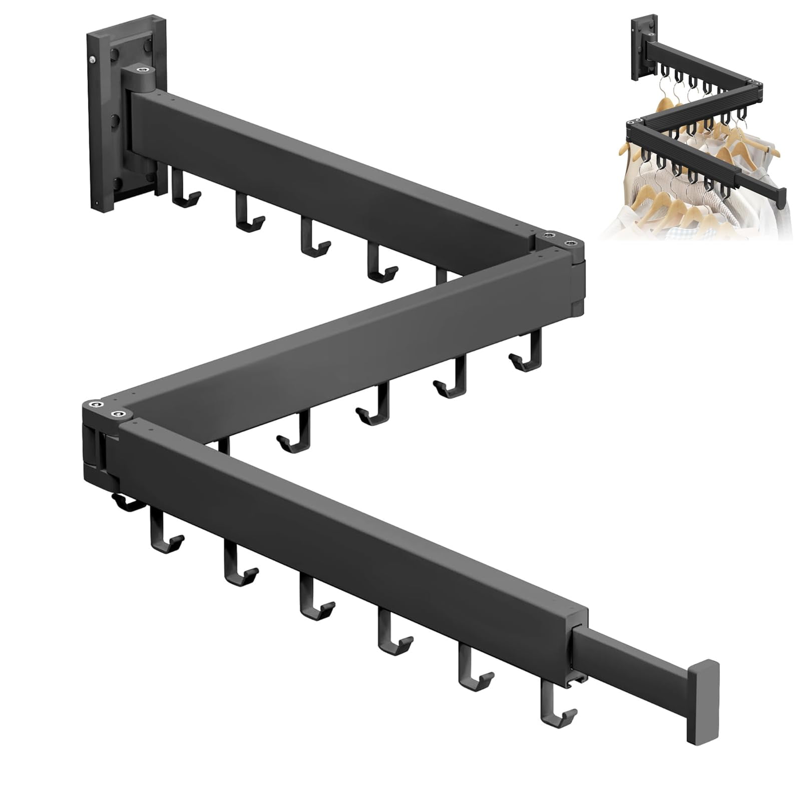 CLIPORE Retractable Clothesline Indoor, Foldable Wall Mounted Clothes ...