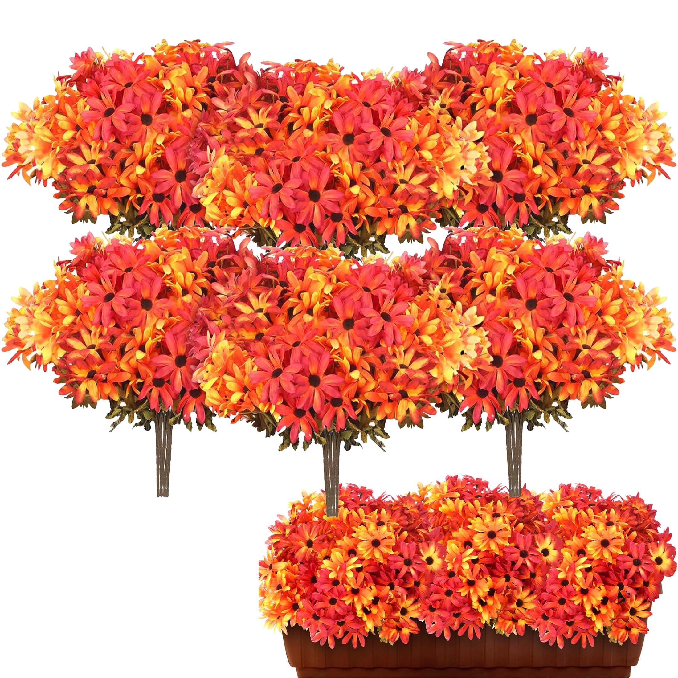 CLIQKWEN 24 Pcs Artificial Fall Flowers - Faux Mums Bouquet with ...