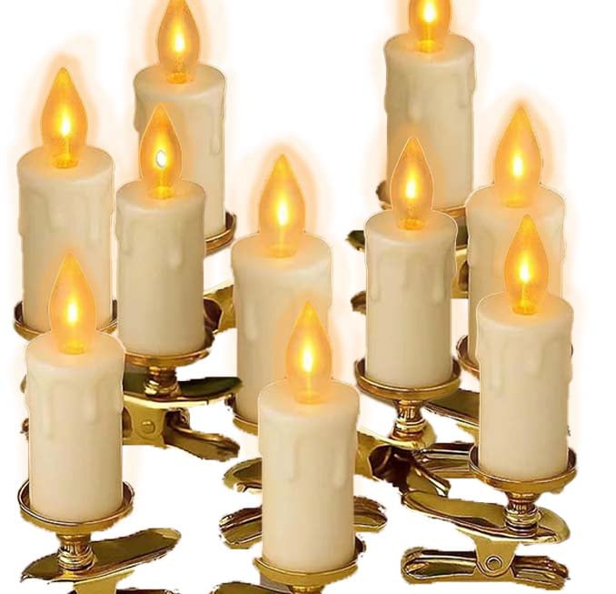 CLIQKWEN 5/10-Piece Flameless Clip-On Christmas Tree Candle Set - LED ...