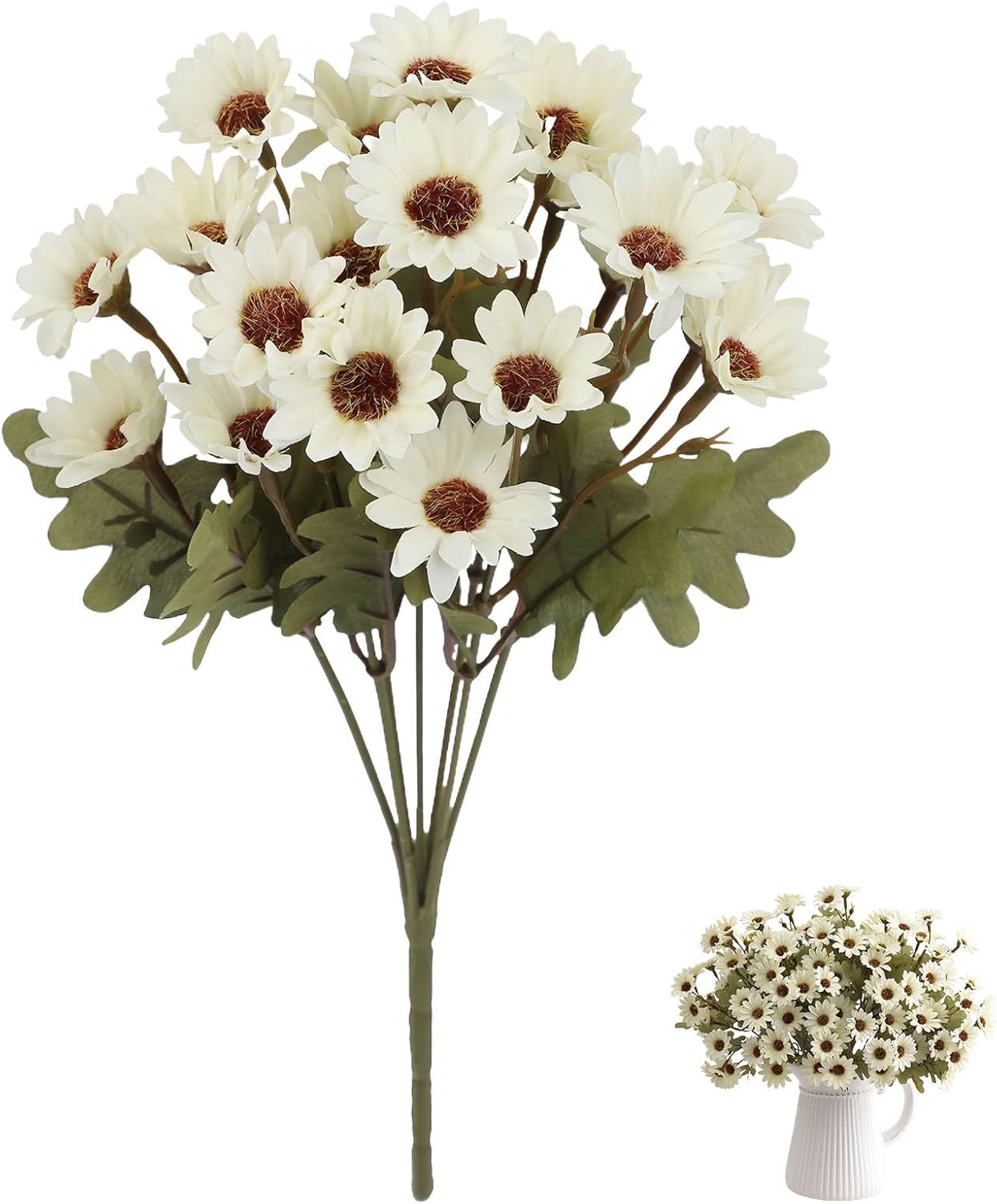 CLIQKWEN Artificial Fall Flowers Fake Mums,25 Bundles Faux Silk Daisy ...