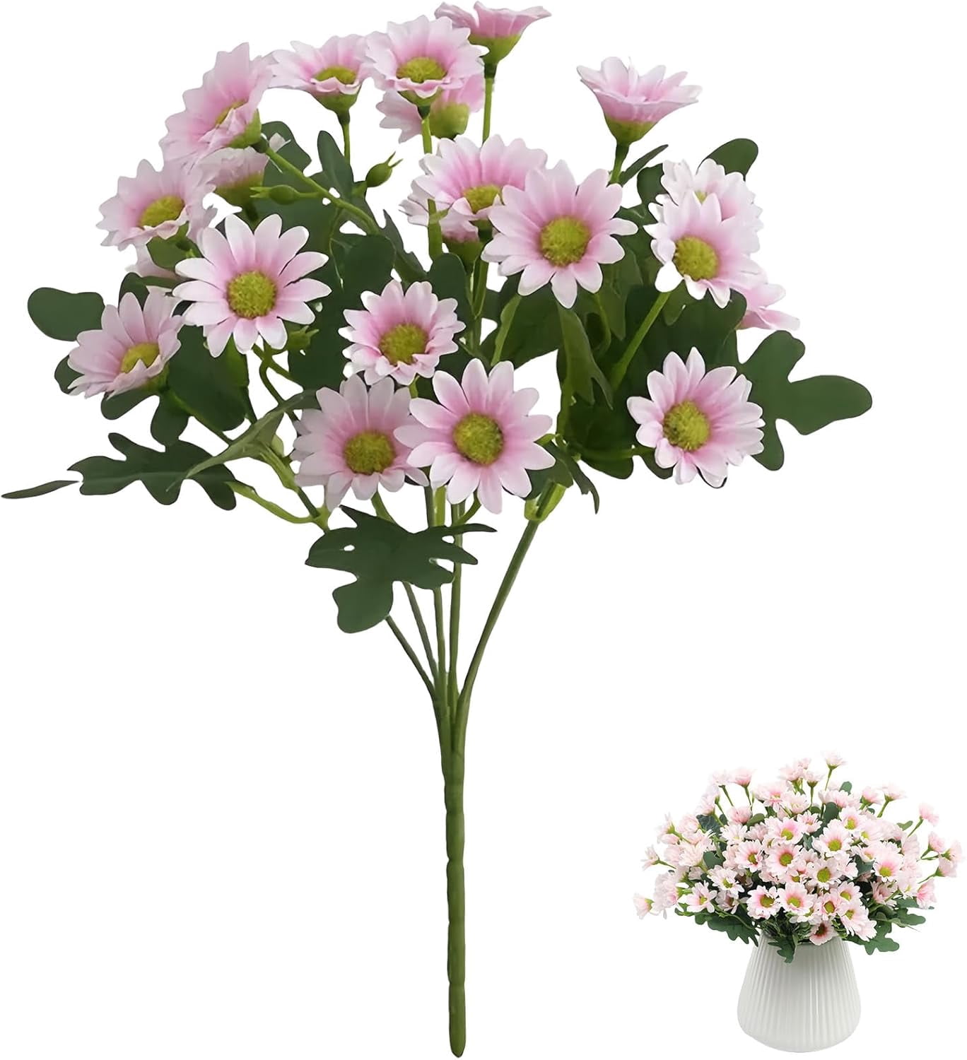 CLIQKWEN Artificial Fall Flowers Fake Mums,25 Bundles Faux Silk Daisy ...