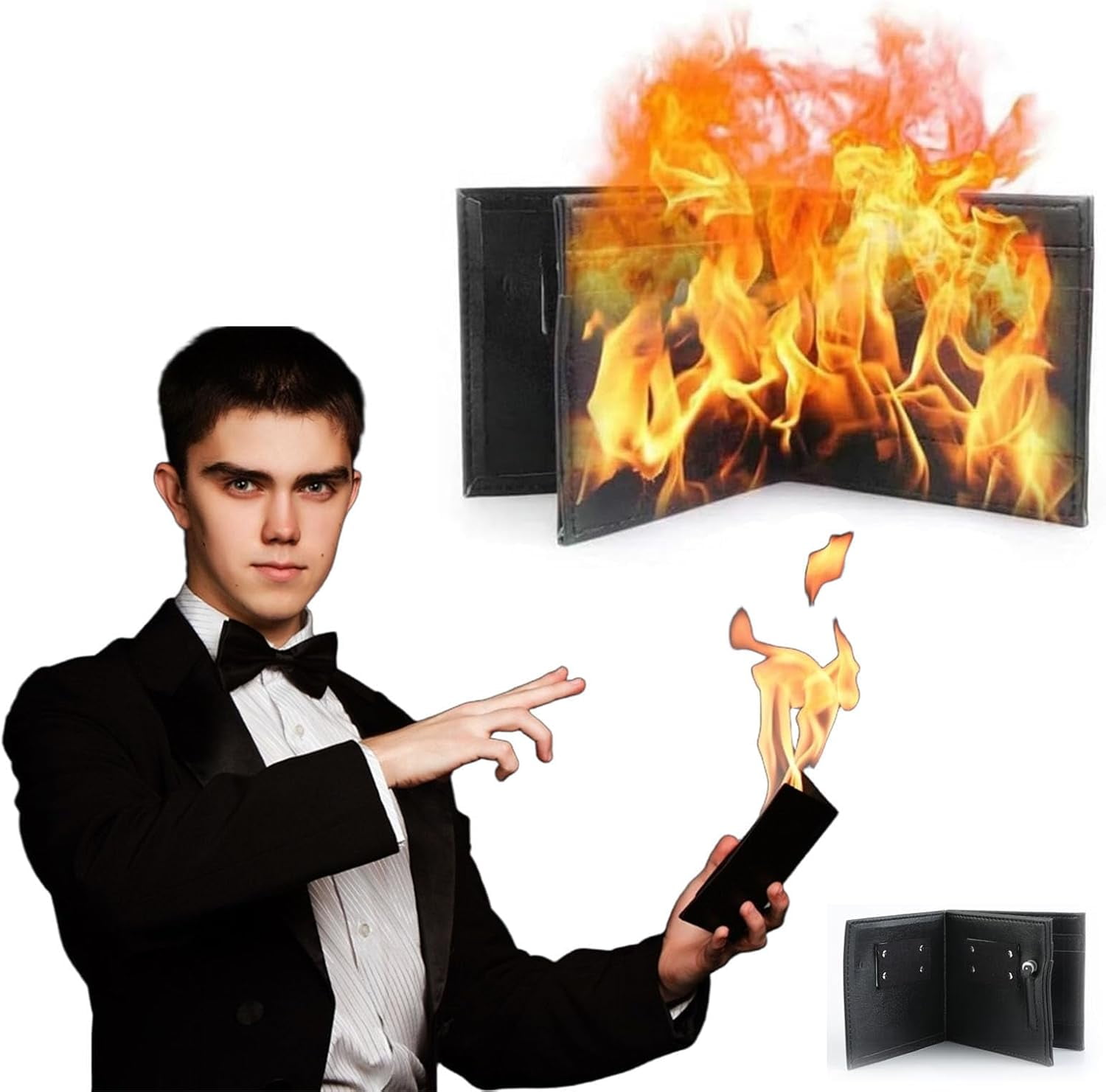 CLIQKWEN Fire Wallet Magic Trick, Magic Trick Fire Flaming Wallet ...